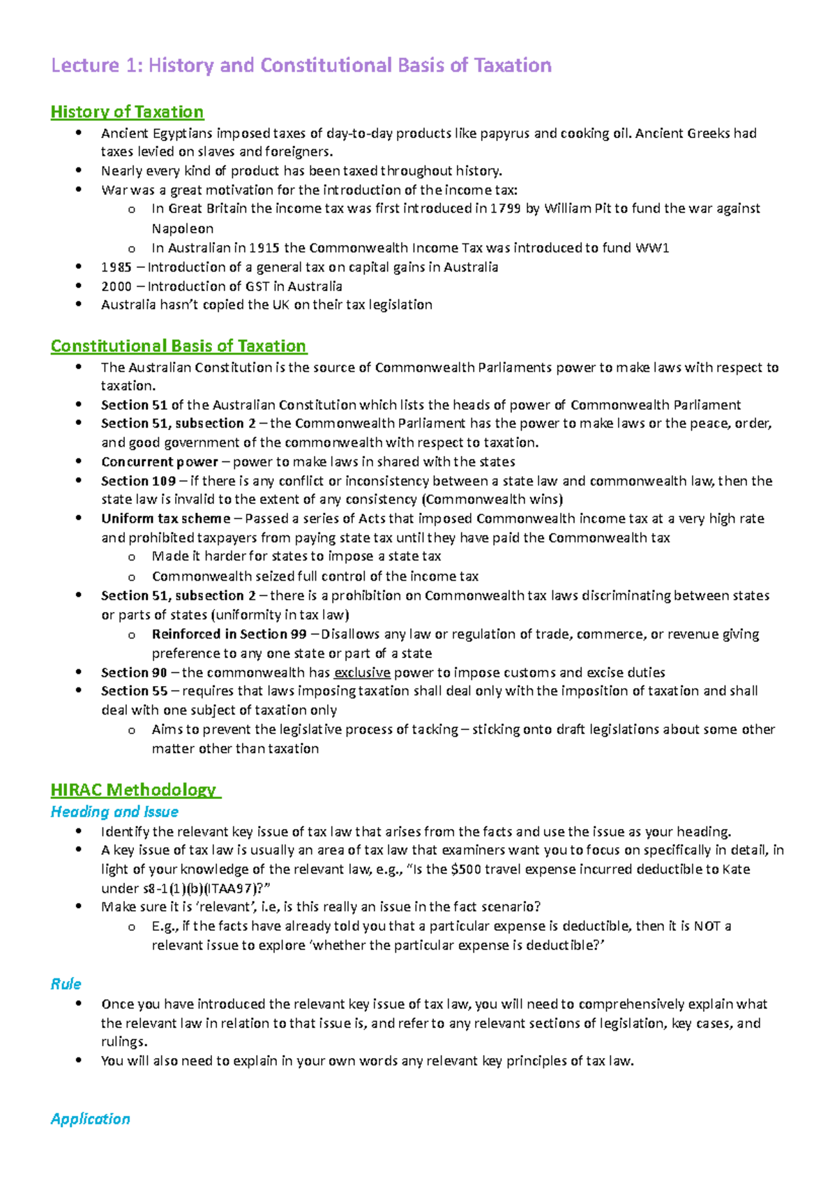 Taxation Law notes - Lecture 1: History and Constitutional Basis of ...