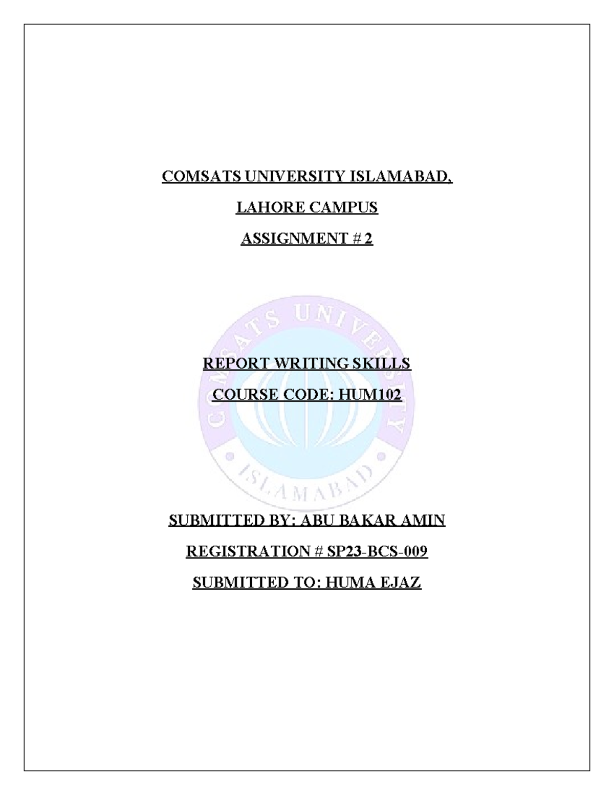 Comsats University Islamabad - COMSATS UNIVERSITY ISLAMABAD, LAHORE ...