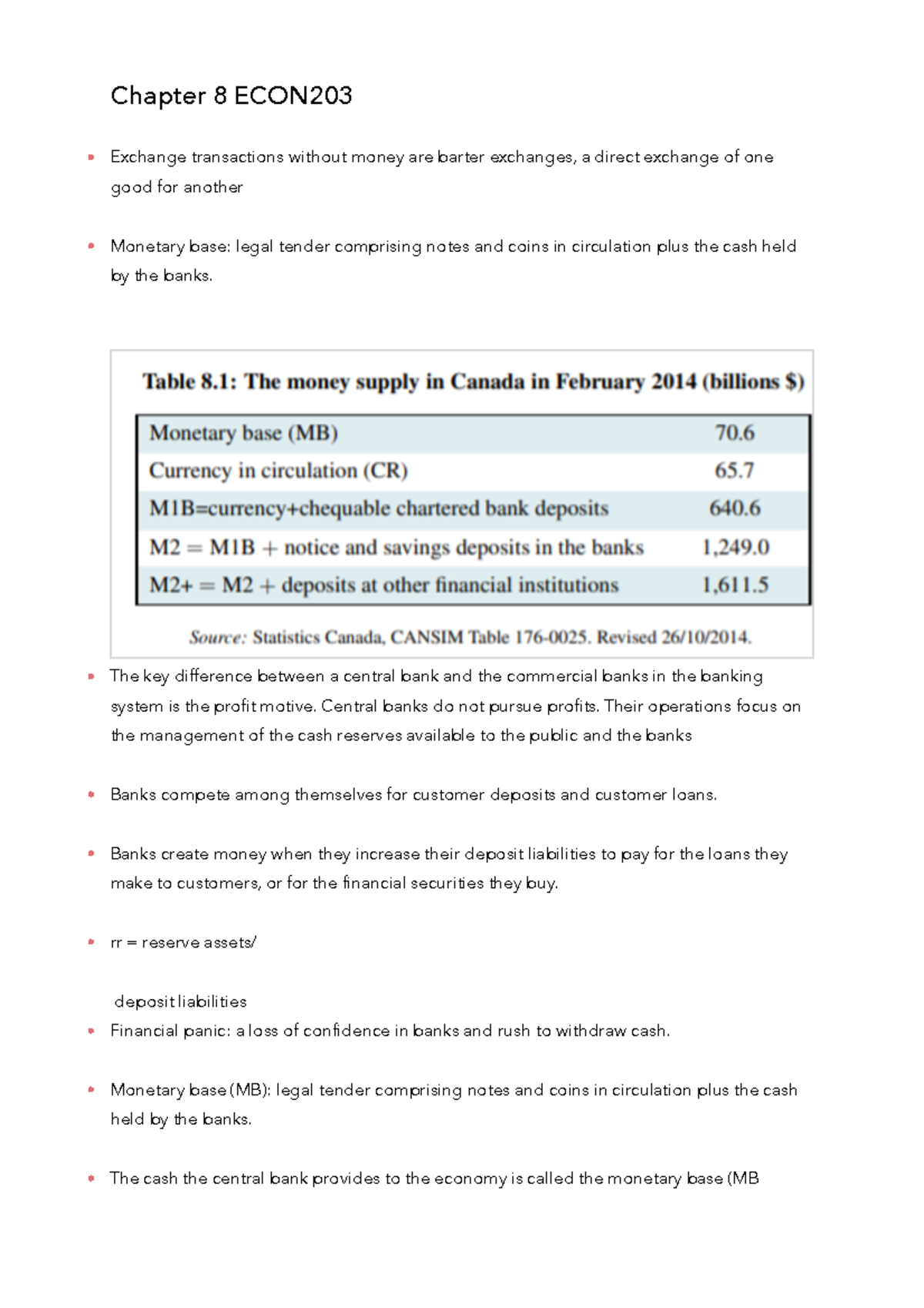 Chapter 8 ECON203 - Chapter 8 ECON Exchange transactions without money are barter exchanges, a ...