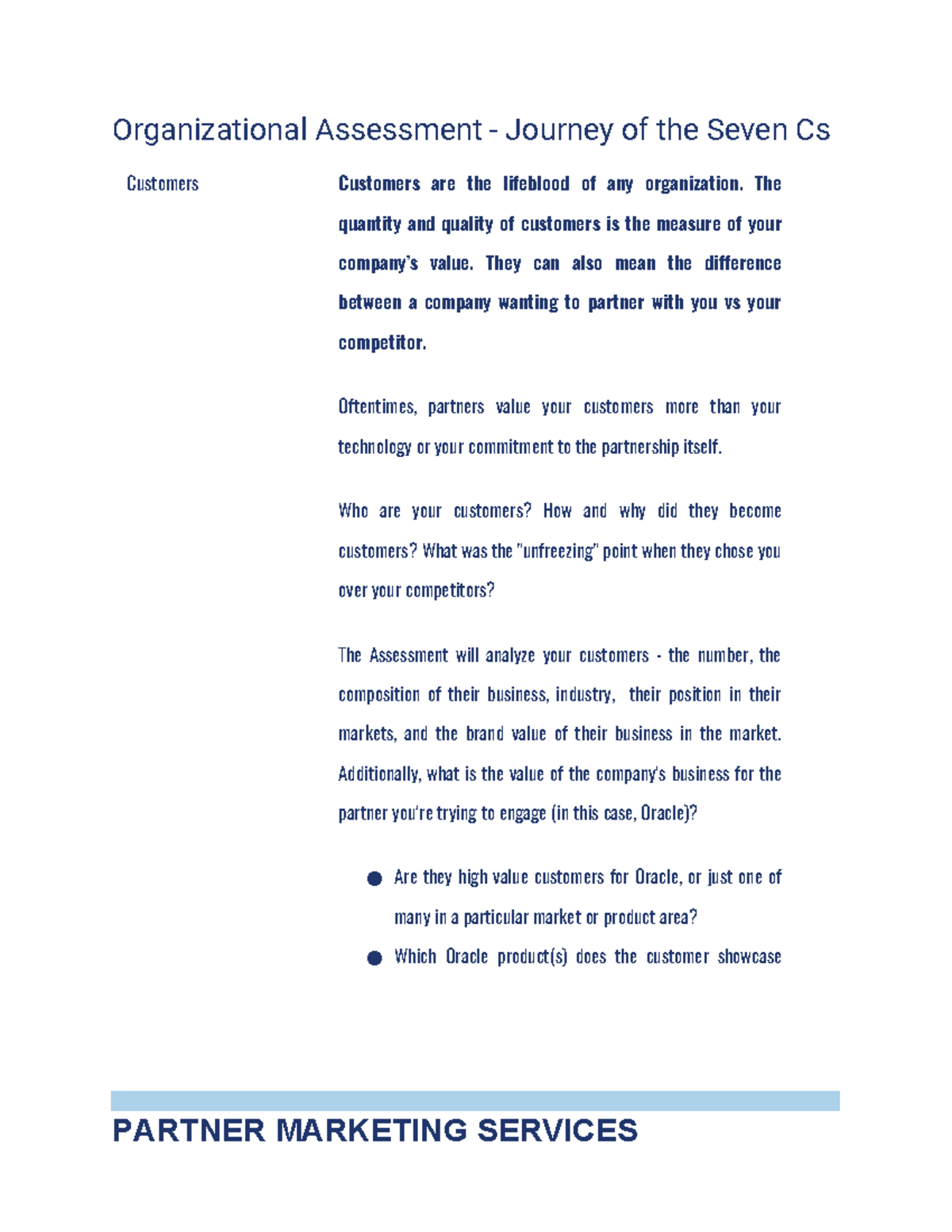 Copy of Organizational Assessment - Journey of the Seven Cs ...