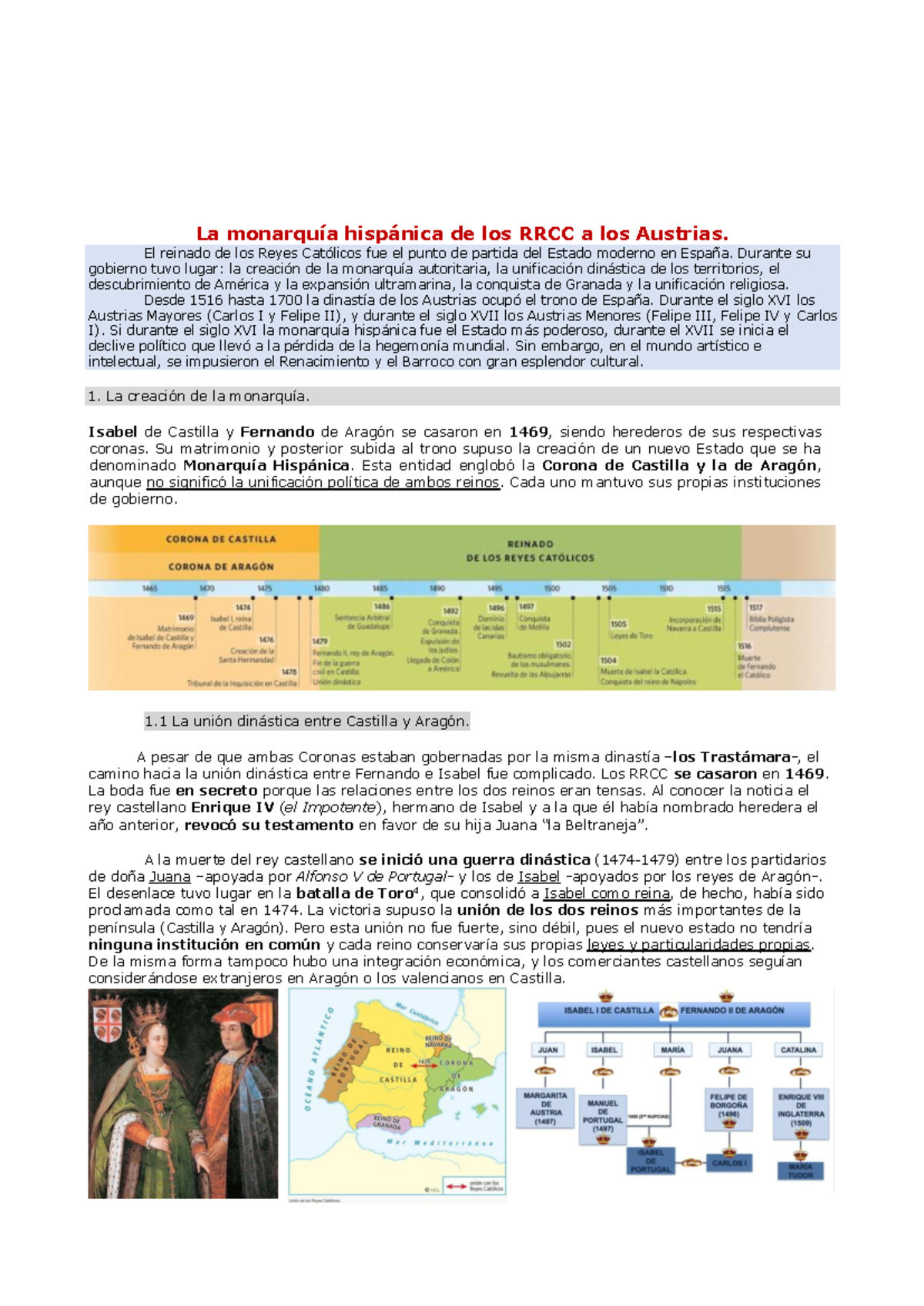 Tema 3 - historia de españa - La monarquía hispánica de los RRCC a los Austrias. El reinado de ...
