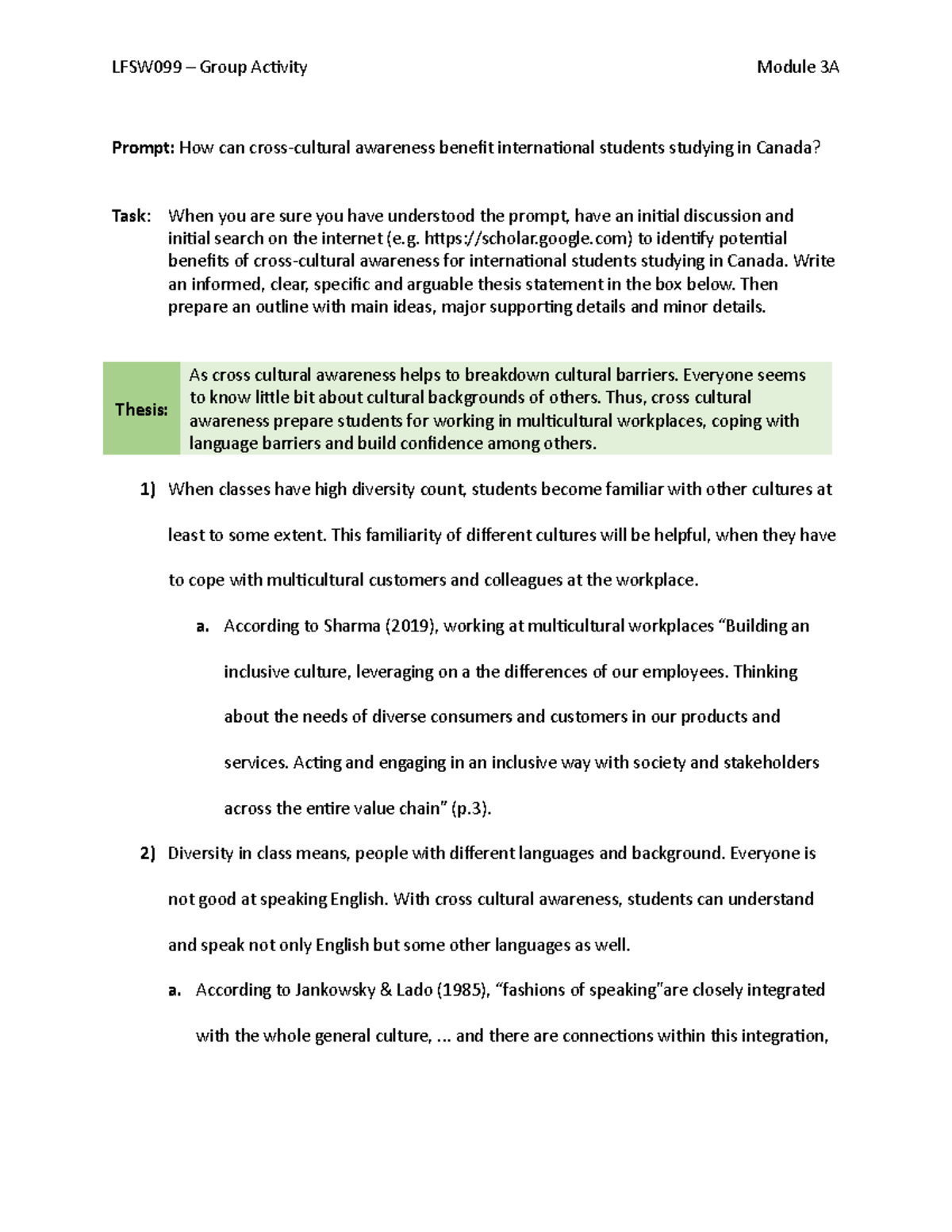 Module 3A-Group Task - LFSW099 – Group Activity Module 3A Prompt: How ...