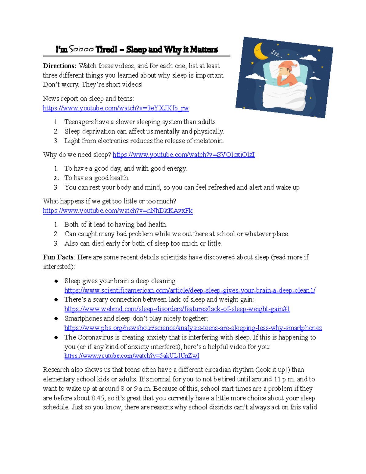 Importance of Sleep and Sleep Tips - Studocu