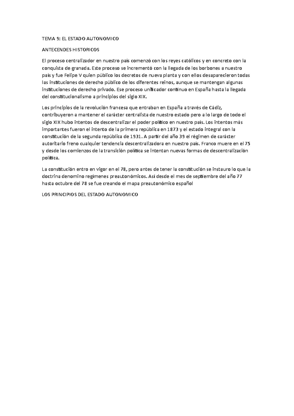Tema 9: El estado autonómico - Apuntes - TEMA 9: EL ESTADO AUTONOMICO ...