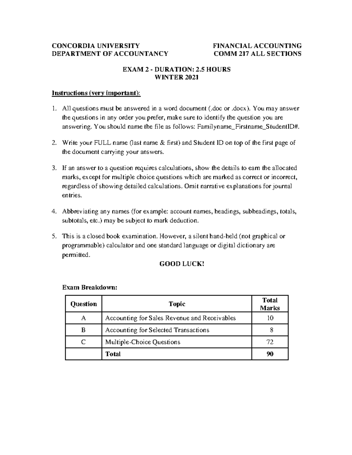 Exam 2, Winter 2021 - Midterm practice for chapter, to prepare for the ...