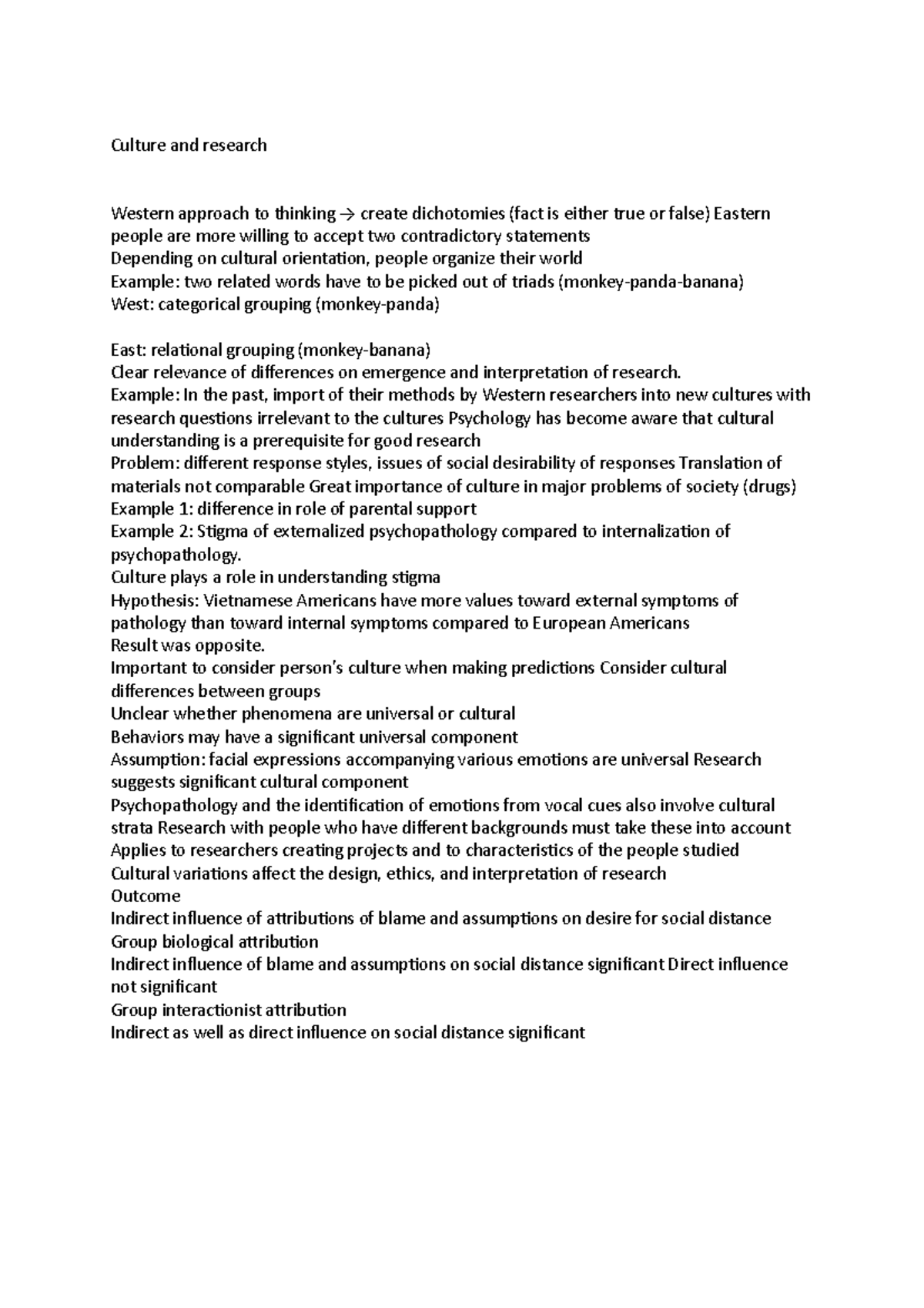 Culture and research - notes from class - Culture and research Western ...