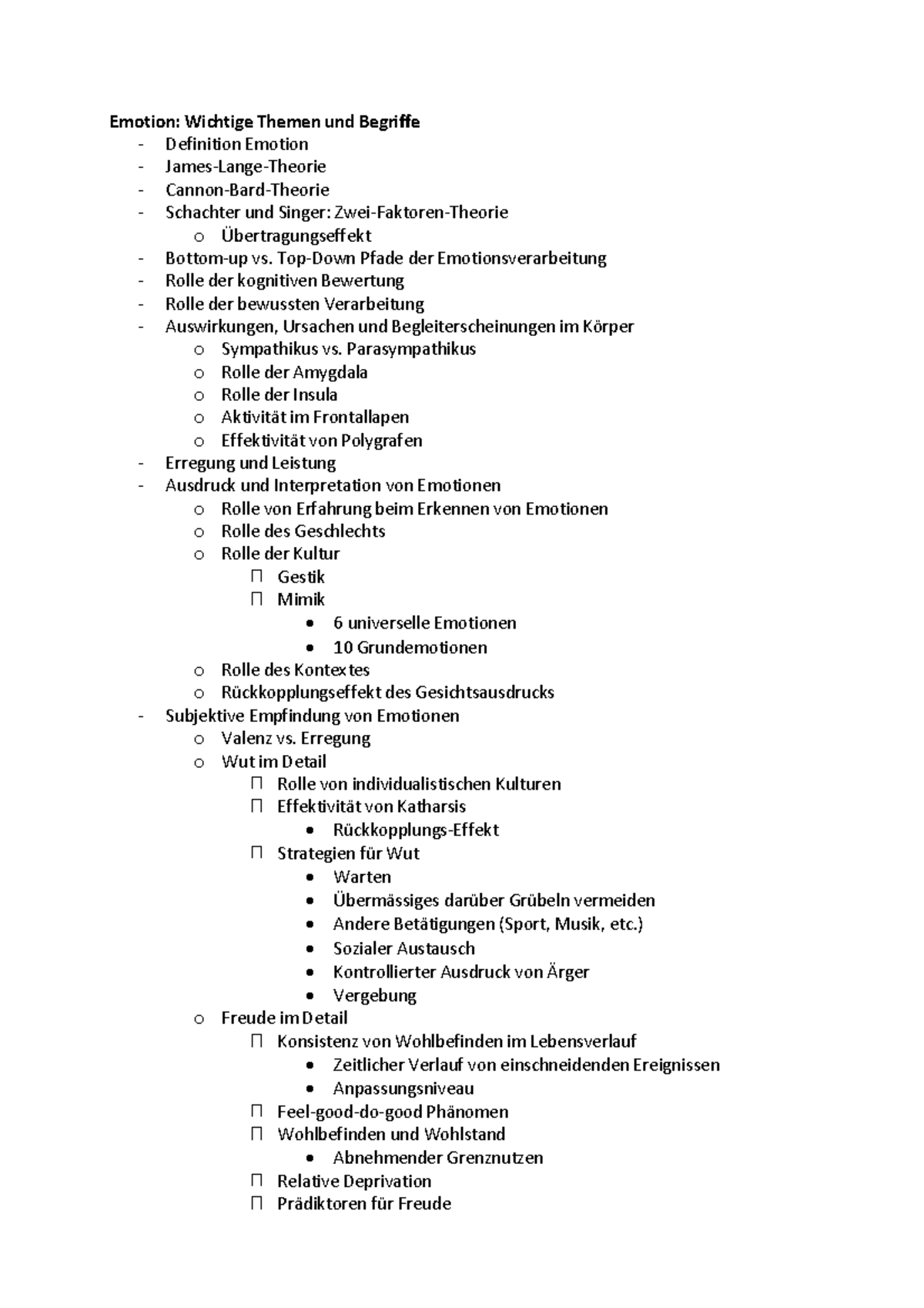 Block 4 - Emotion - wichtige Themen und Begriffe - Emotion: Wichtige ...