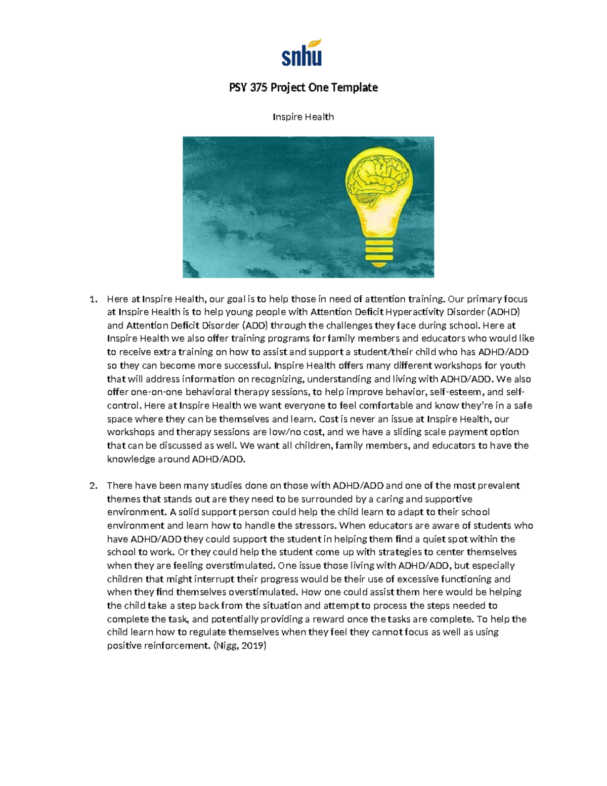 PSY 375 Project One Template (1) - PSY 375 Project One Template Inspire ...