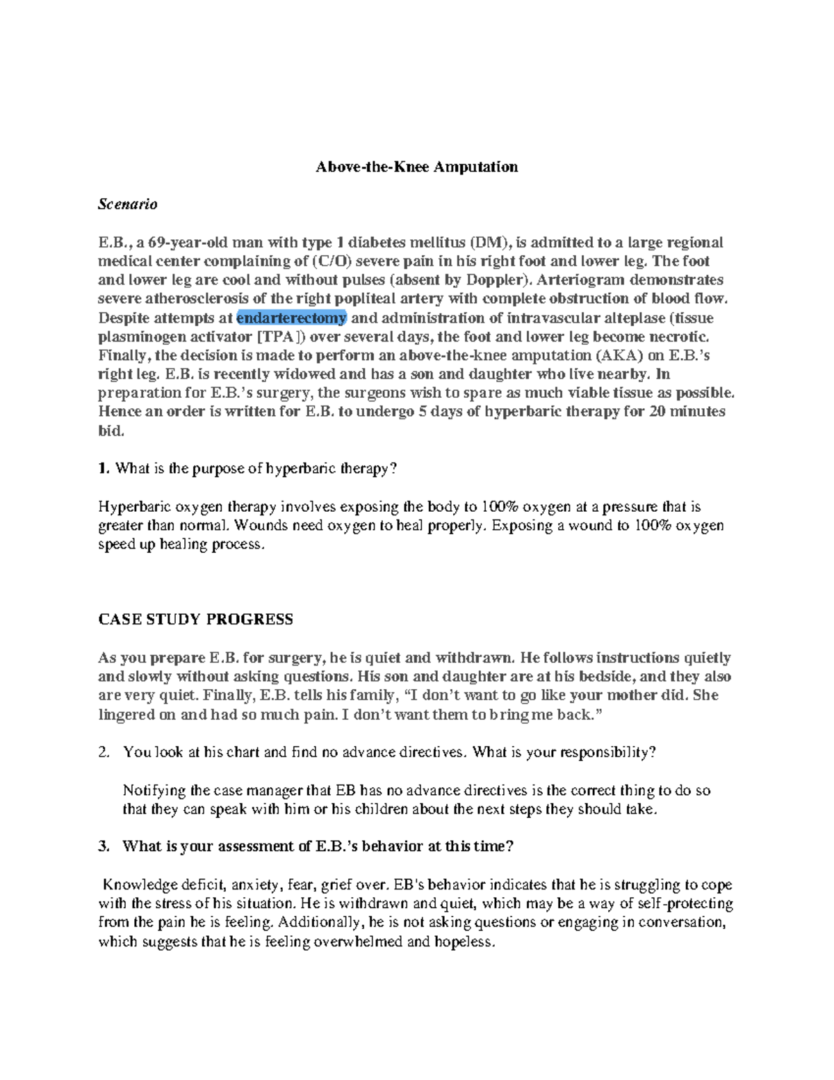 Above-the-Knee Amputation - Above-the-Knee Amputation Scenario E., a 69 ...