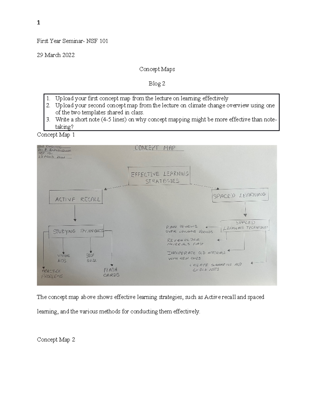Concept map - taking? Concept Map 1 The concept map above shows ...
