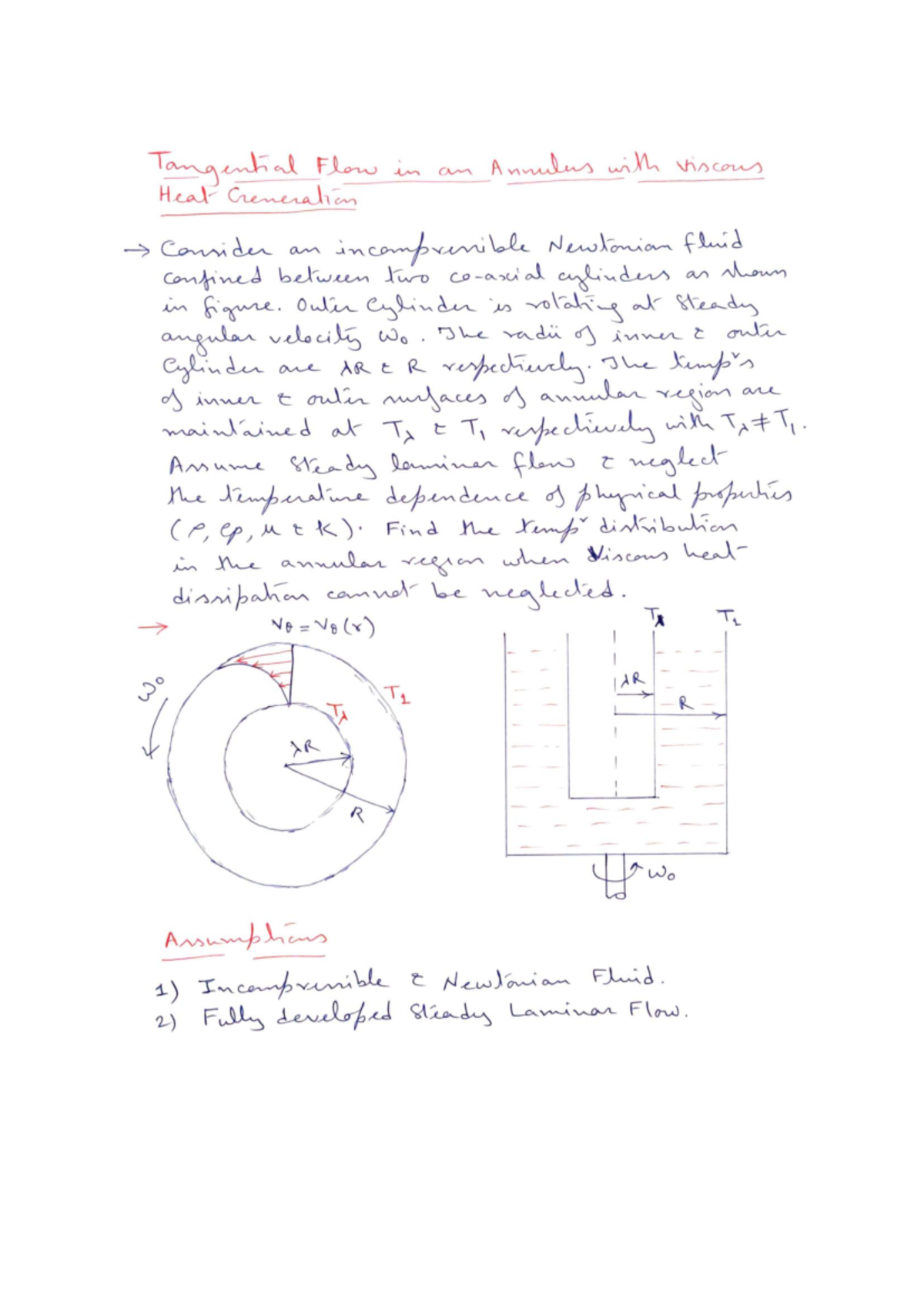 HTG L4 - Tangential FLOW IN AN Annulus WITH Viscous HEAT Generation - transport phenomenon - Studocu