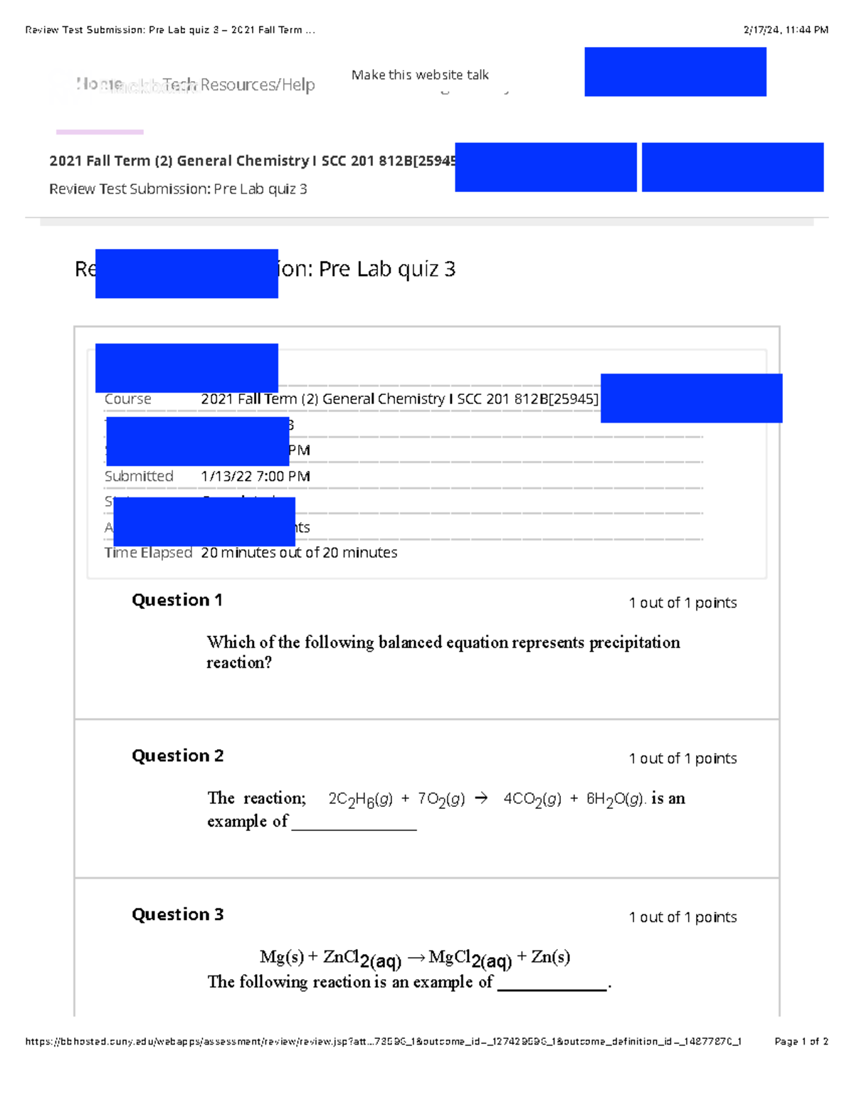 Review Test Submission: Pre Lab quiz 3 – 2021 Fall Term - Review Test ...