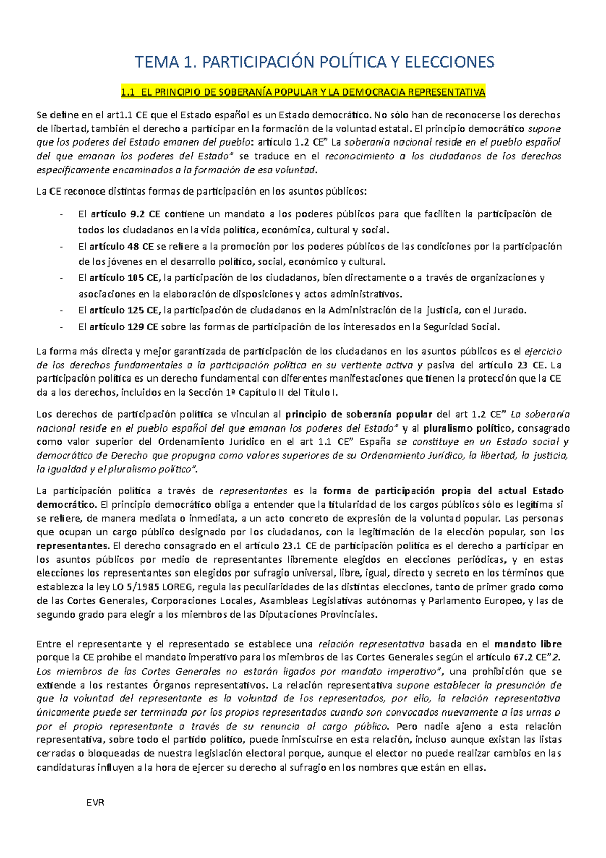 TEMA 1 Participación Política Y Elecciones - TEMA 1. PARTICIPACIÓN ...