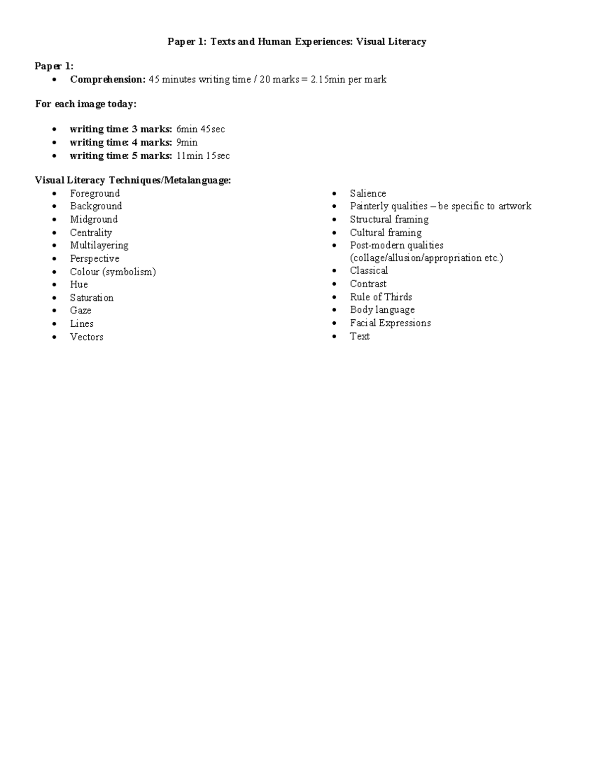 Visual Literacy Bootcamp 2021 - Questions - Paper 1: Texts and Human ...