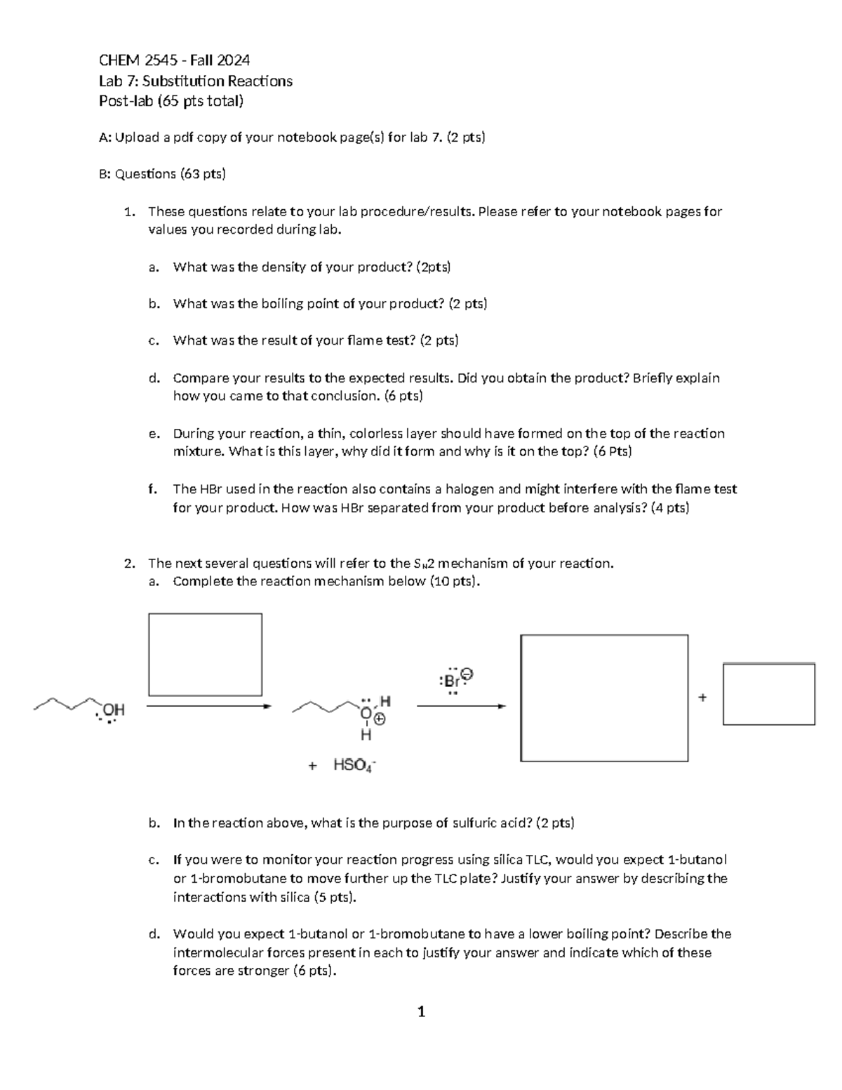 Lab 7 Post lab - hi hi hi hi hi - CHEM 2545 - Fall 2024 Lab 7 ...