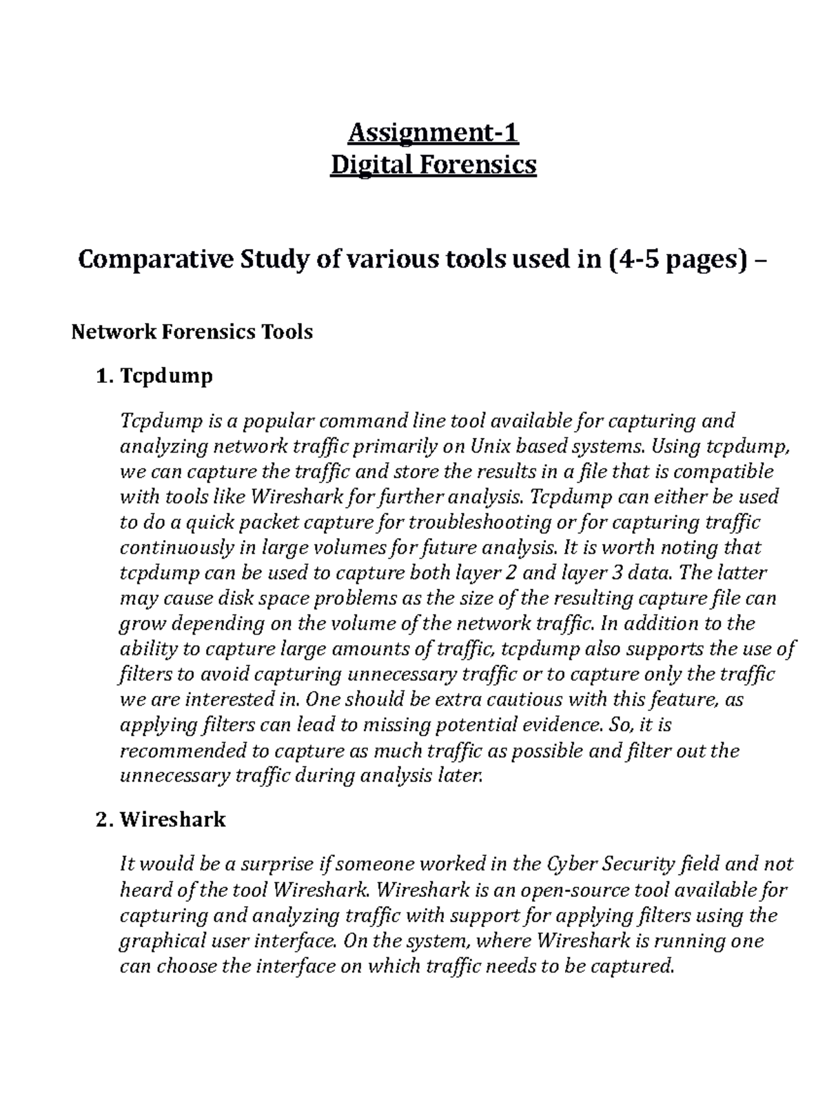 Assignment-1DF - DIGITAL FORENSICS ASSIGNMENT - Assignment- Digital Forensics Comparative Study ...