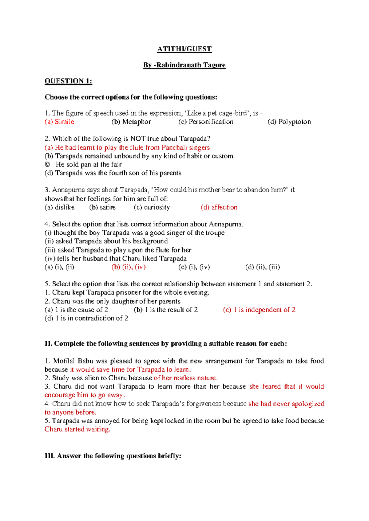 Atithi story class 12 full notes for revision and key points - ATITHI ...