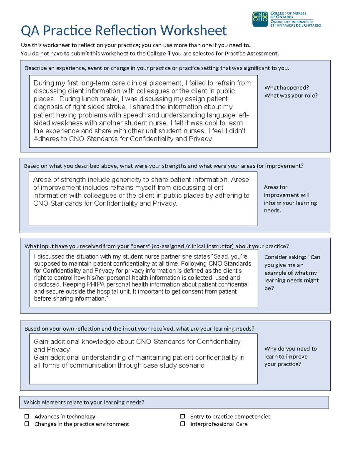 Practice Reflection Worksheet - You do not have to submit this ...