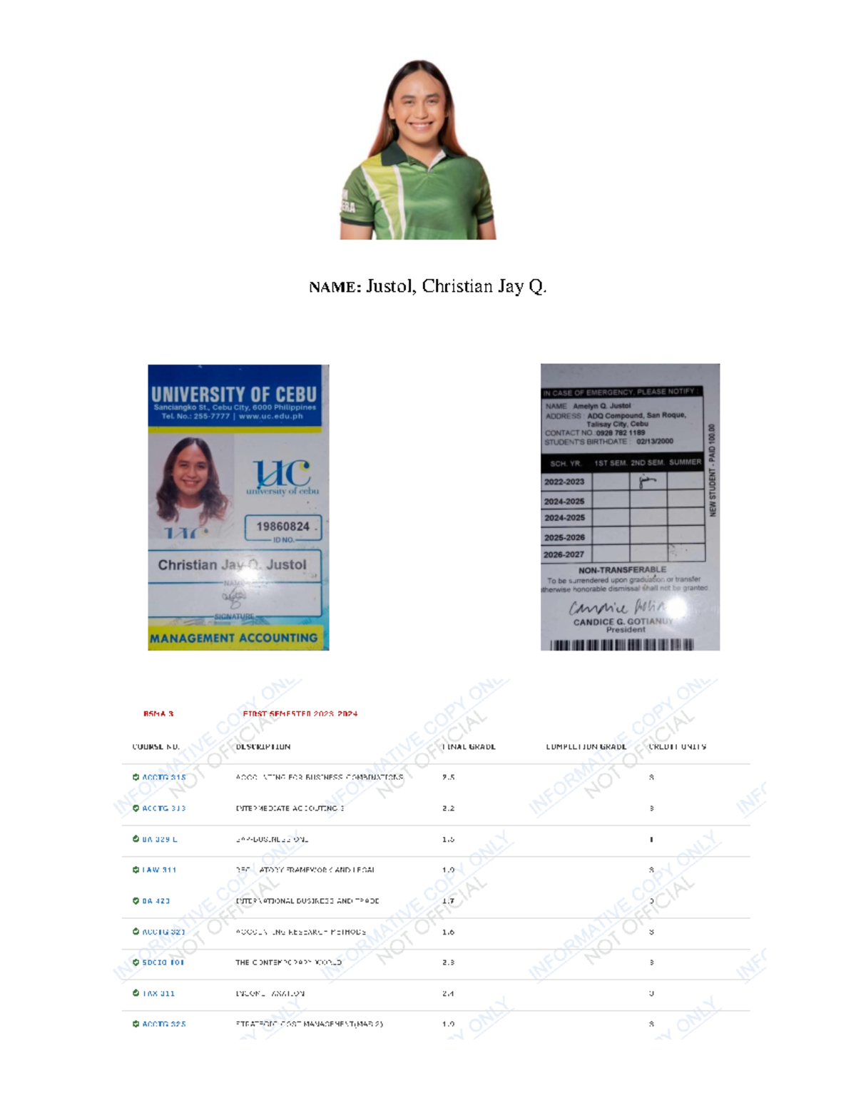 vbnbnjhjuhhjuhjkkl - NAME: Justol, Christian Jay Q. UNIVERSITY OF CEBU ...
