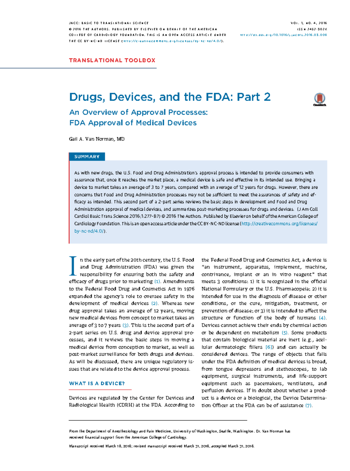 Drugs Devices and the FDA Part 2 - TRANSLATIONAL TOOLBOX Drugs, Devices ...