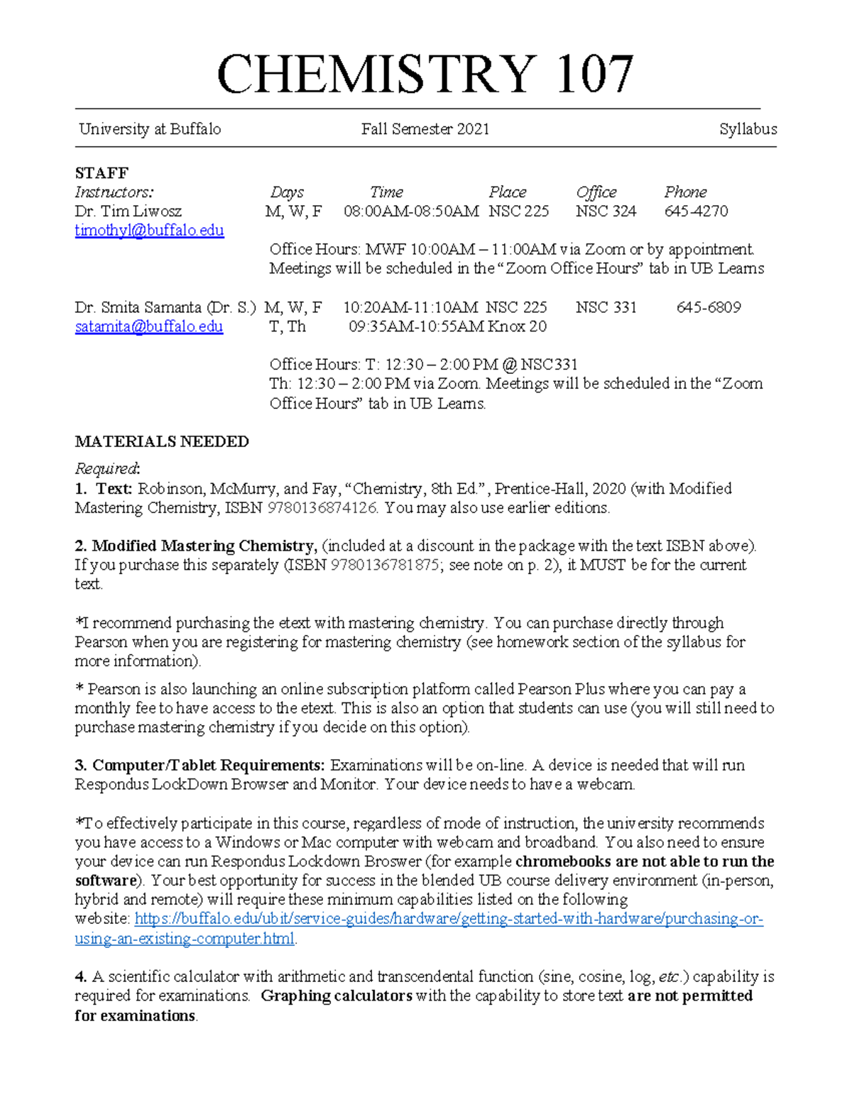 Chem 107 Syllabus - CHEMISTRY 107 ...