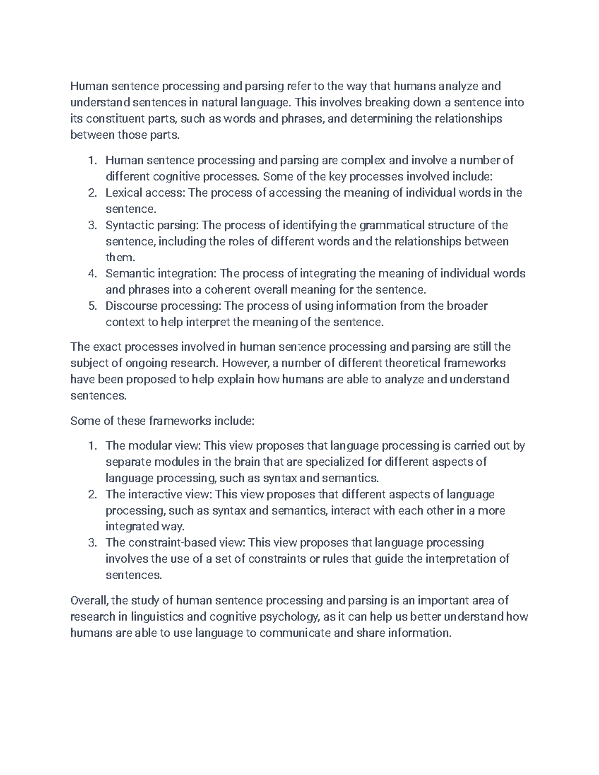 Parsing in Human Sentence Processing - Human sentence processing and ...