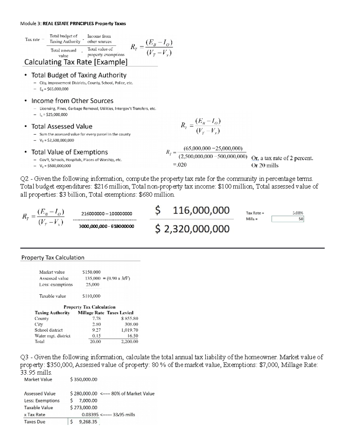 Module 3 FROM THE PPT LECTURE AND VIDEOS - Module 3: REAL ESTATE ...
