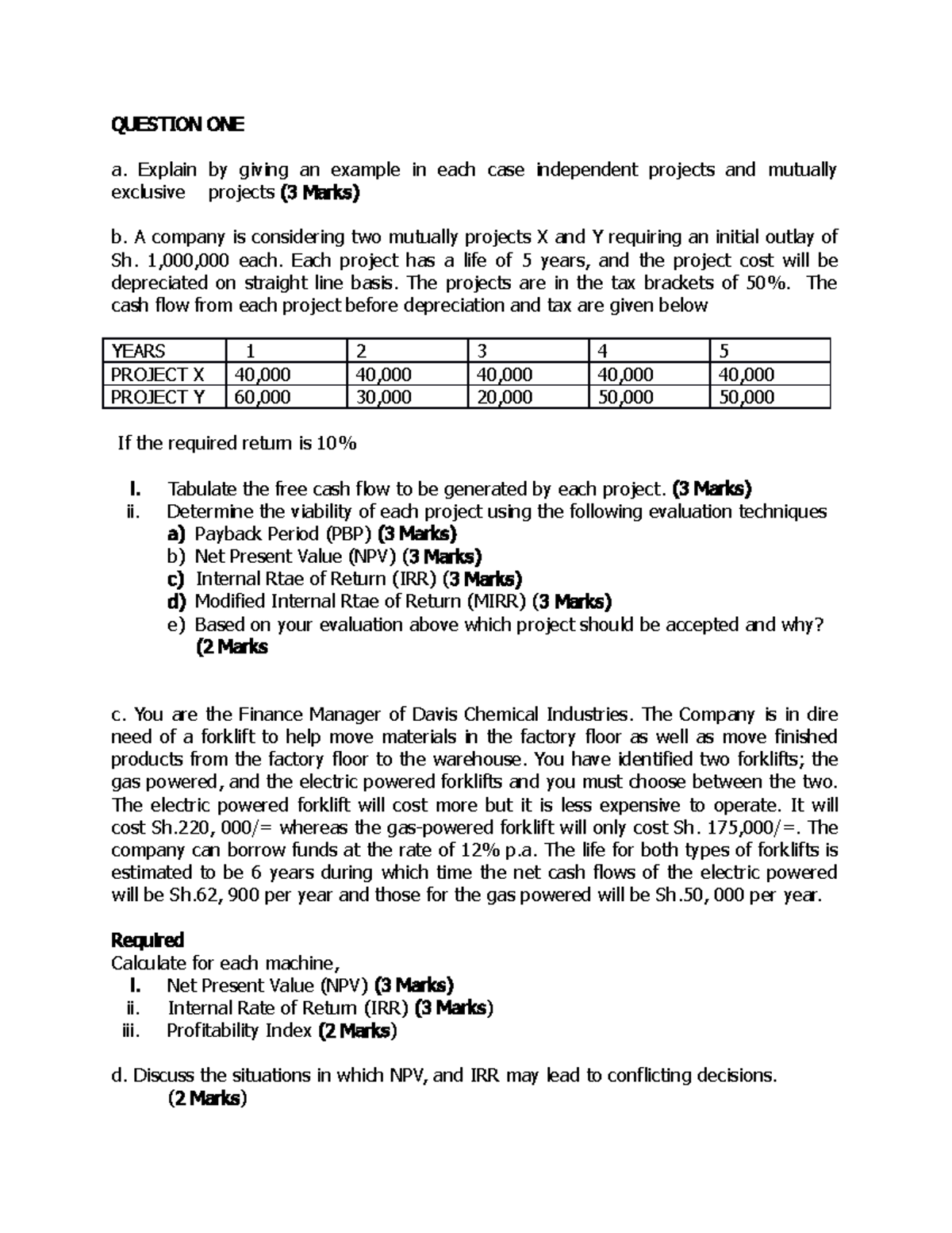 Q1 - Practice questions - QUESTION ONE a. Explain by giving an example ...