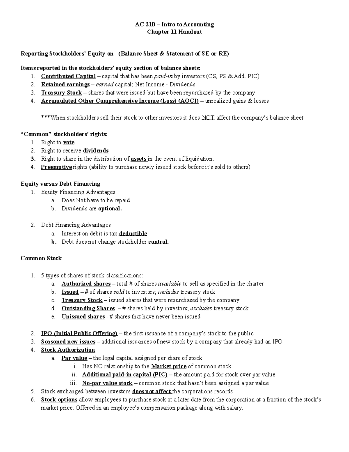 Chapter 11 handout-key - AC 210 - Alabama - Studocu