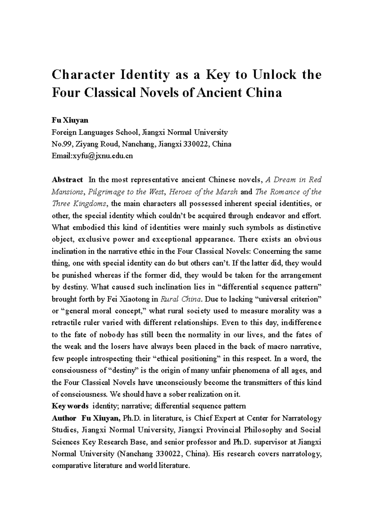 Article for annotated bib - Character Identity as a Key to Unlock the ...