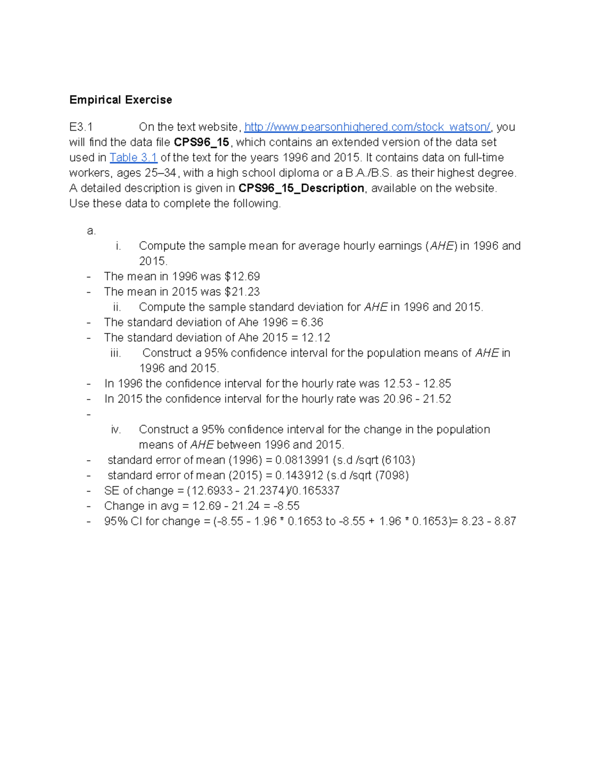 Empirical Exercise #3 - grade 34/35 - Empirical Exercise E3 On the text ...