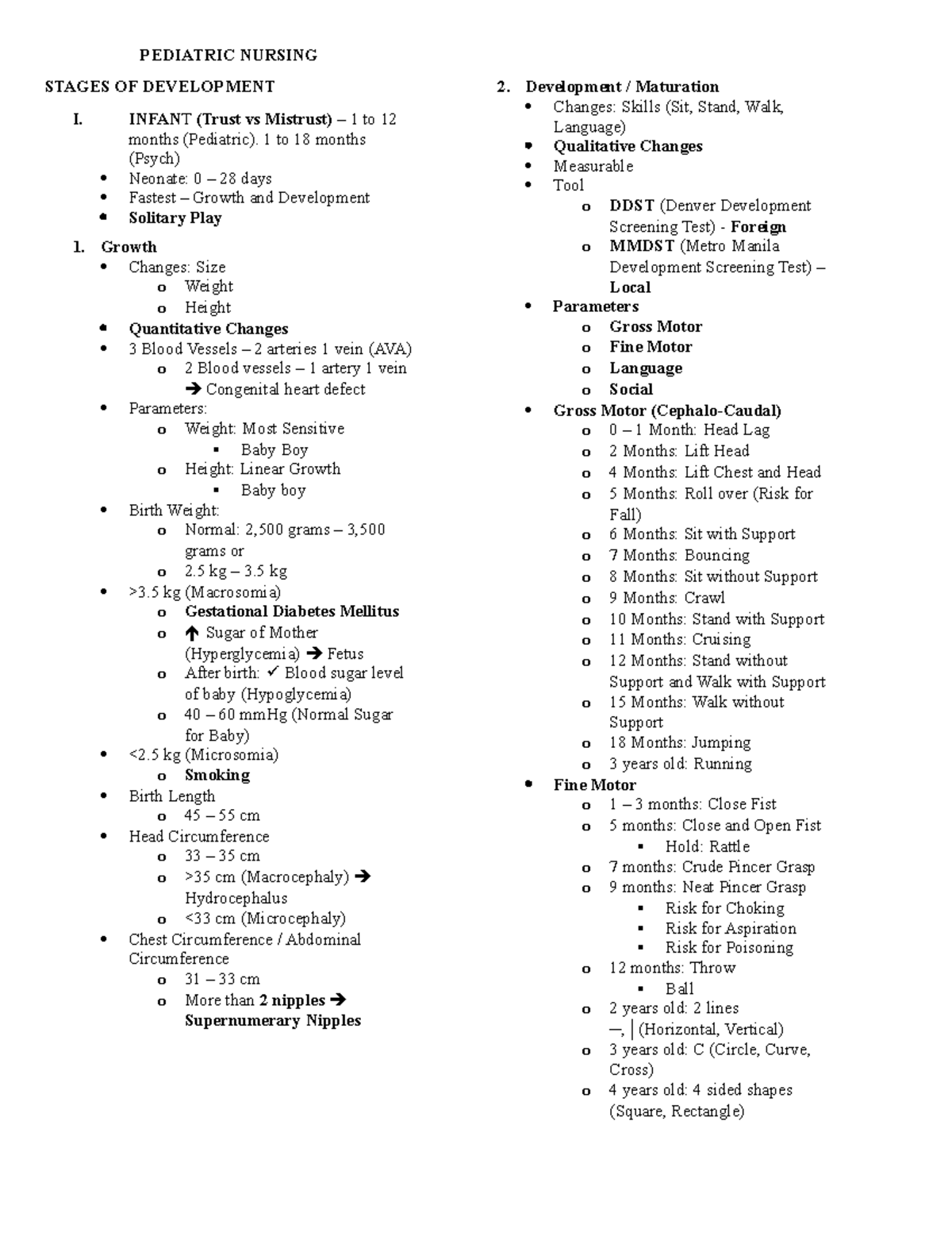 Pediatric Nursing - Pedia - PEDIATRIC NURSING STAGES OF DEVELOPMENT I ...