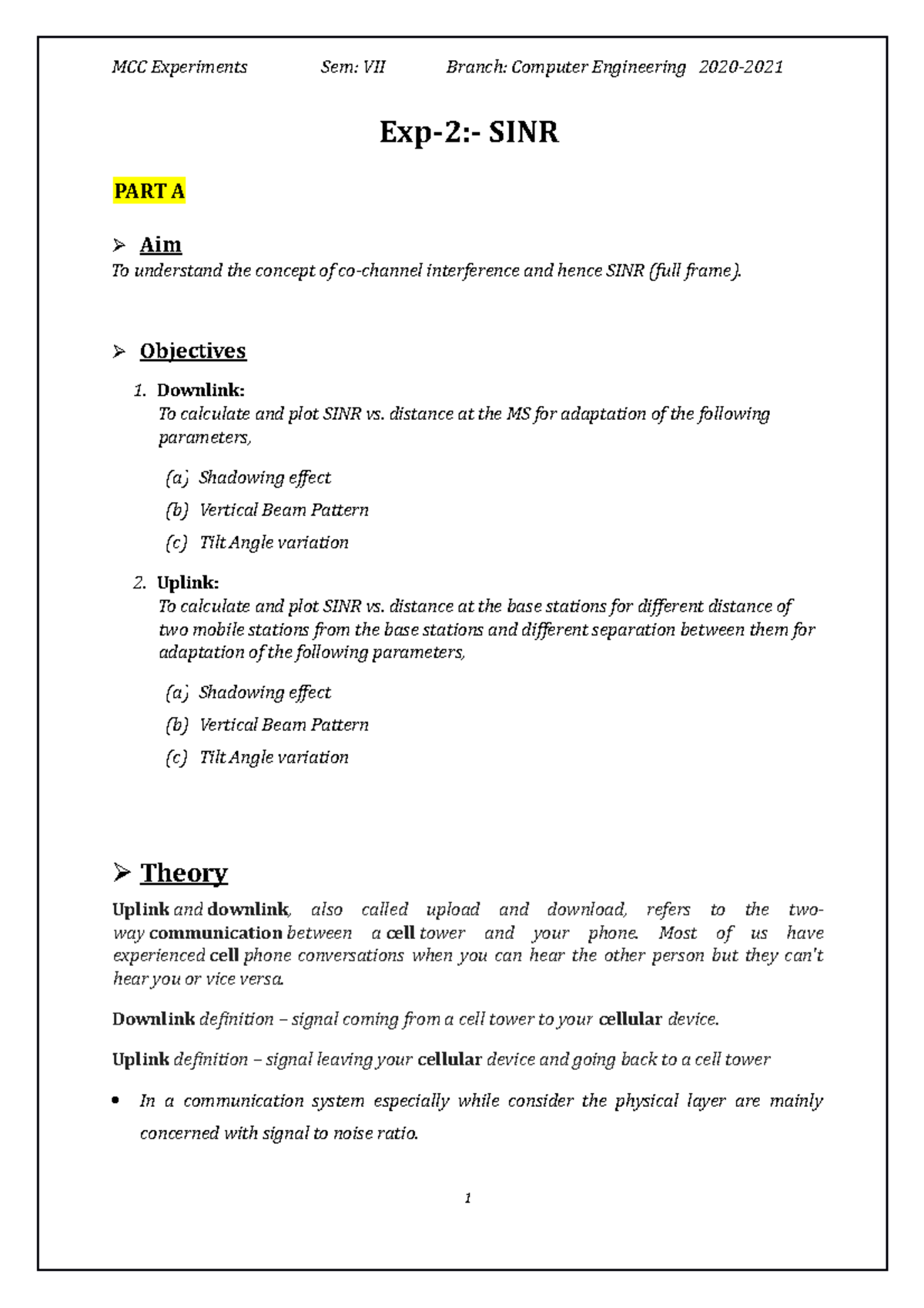 MCC Exp No 2 Channel interference - MCC Experiments Sem: VII Branch ...