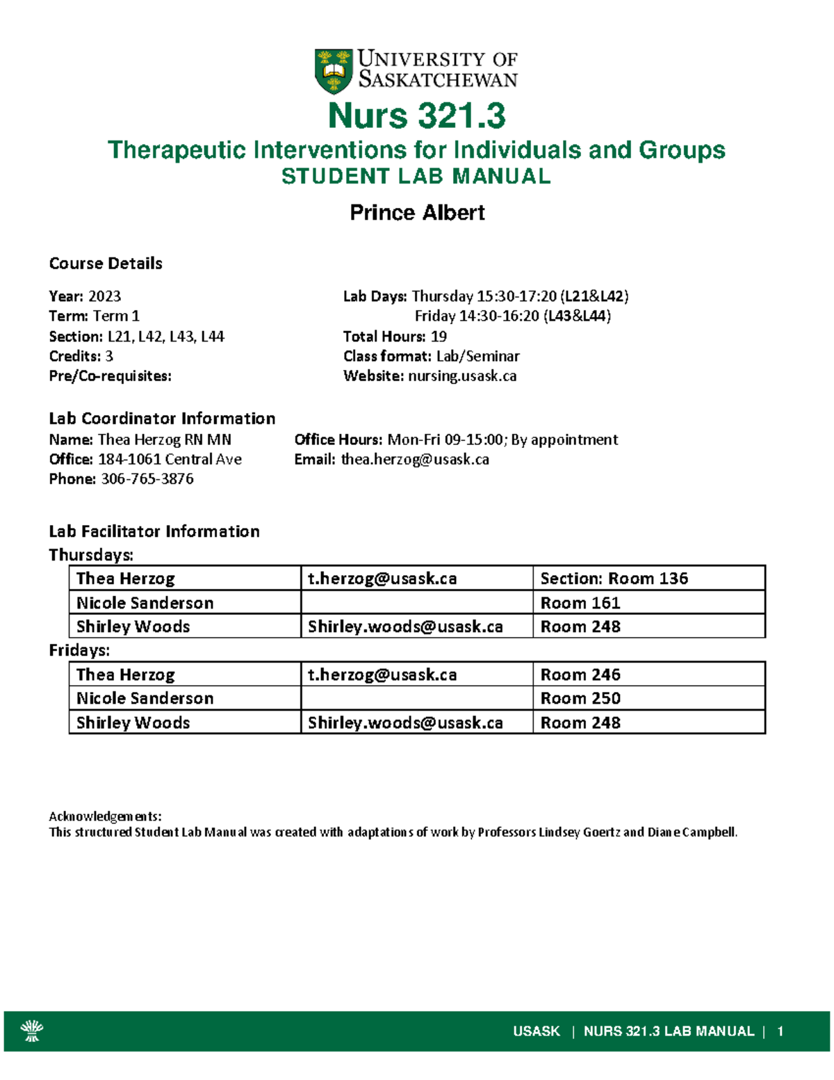 Nurs 321 Student Lab Manual 202309 - Nurs 321. Therapeutic ...
