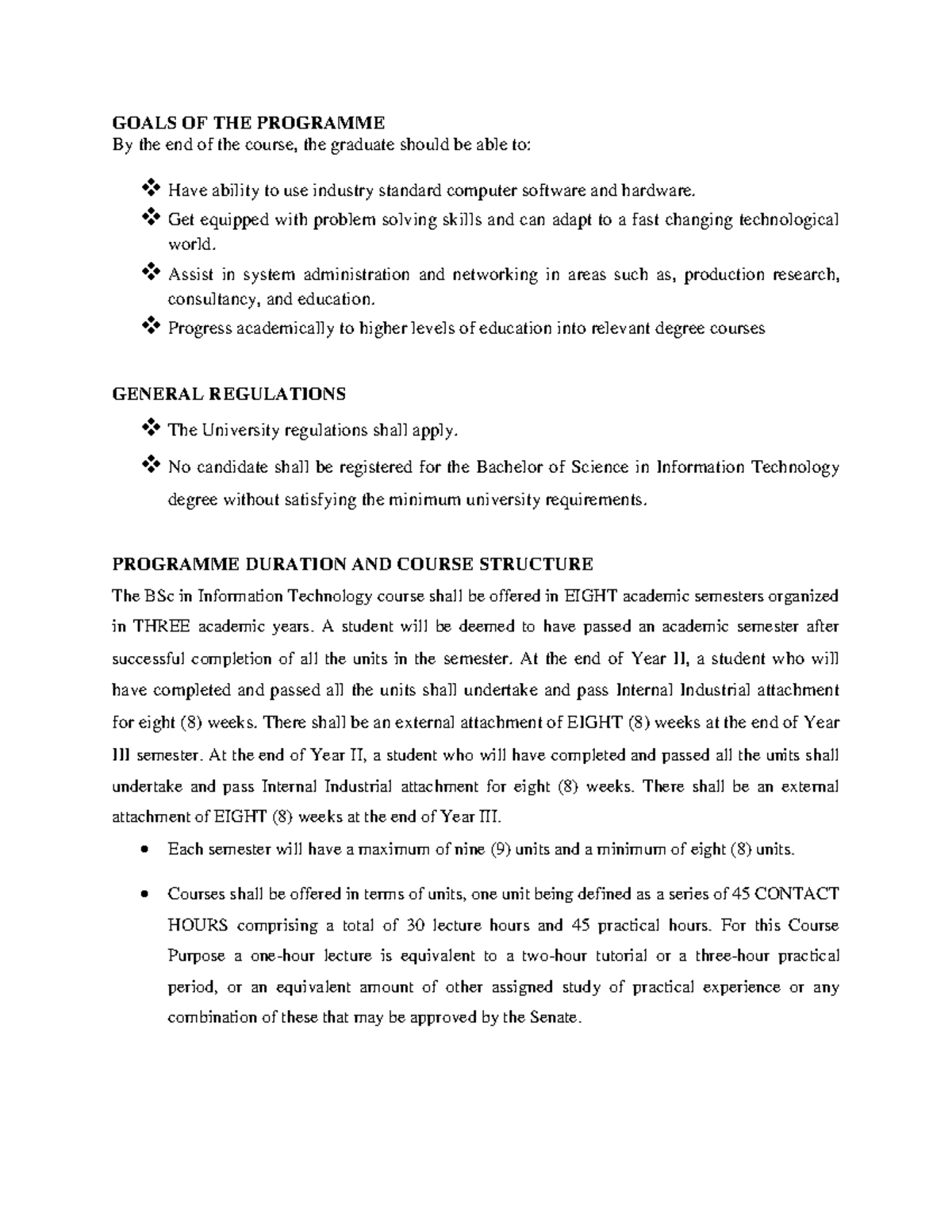 BSc IT - bsc it overview - GOALS OF THE PROGRAMME By the end of the ...