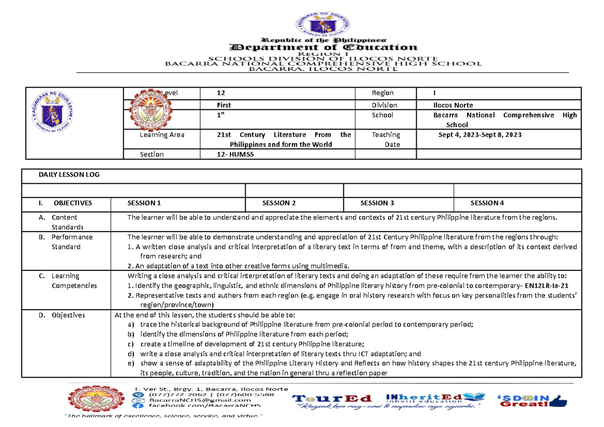 21ST Century Q1 W1 - Grade-8 Citing Sources - Grade Level 12 Region I ...