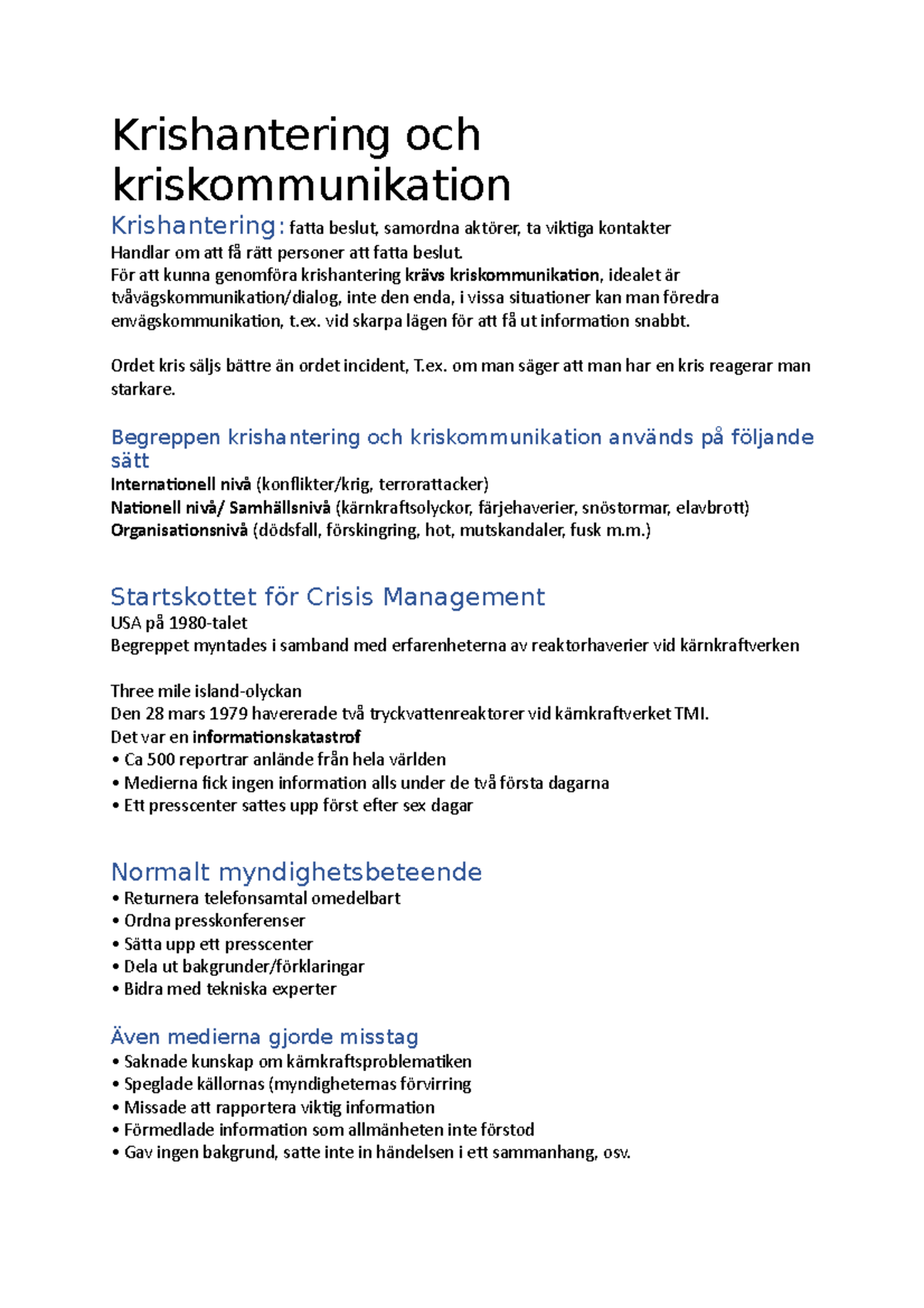 Krishantering och kriskommunikation - Krishantering och ...