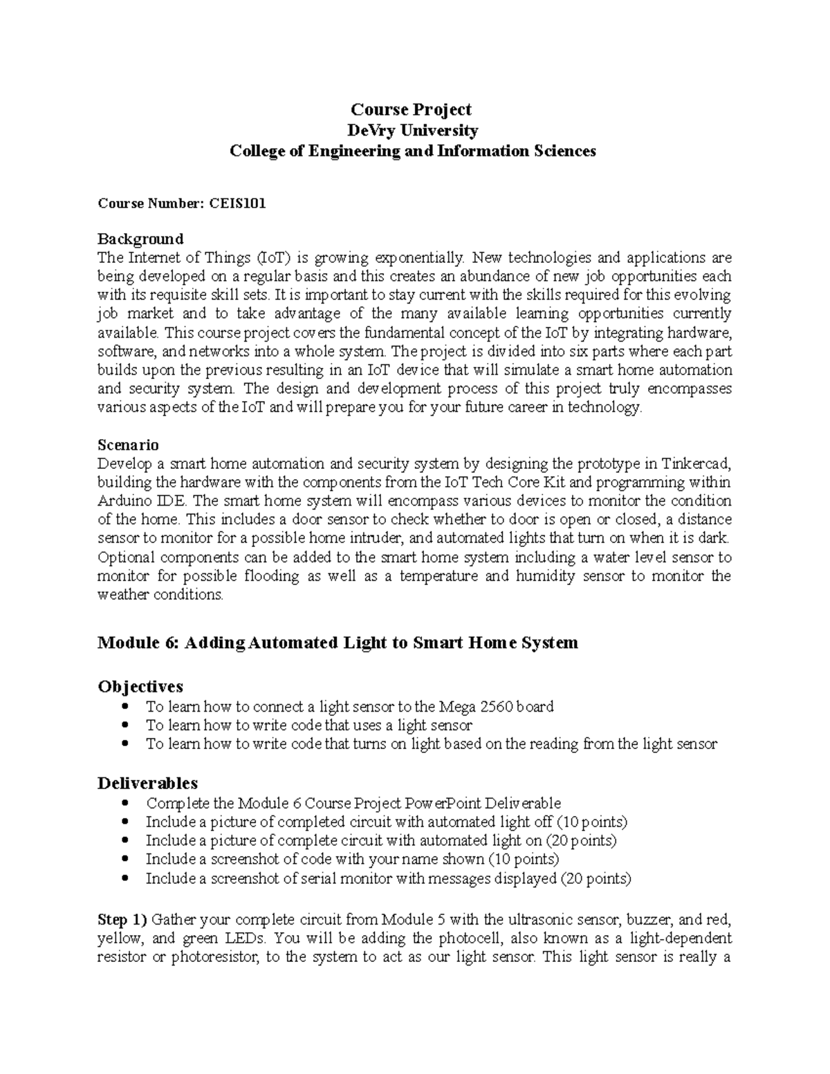 CEIS101 Module 6 Project Guide Final (2) - Course Project DeVry ...