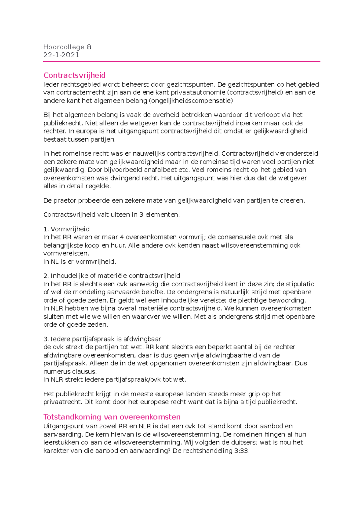 Hoorcollege 8 Historische Ontwikkeling Van Het Privaatrecht