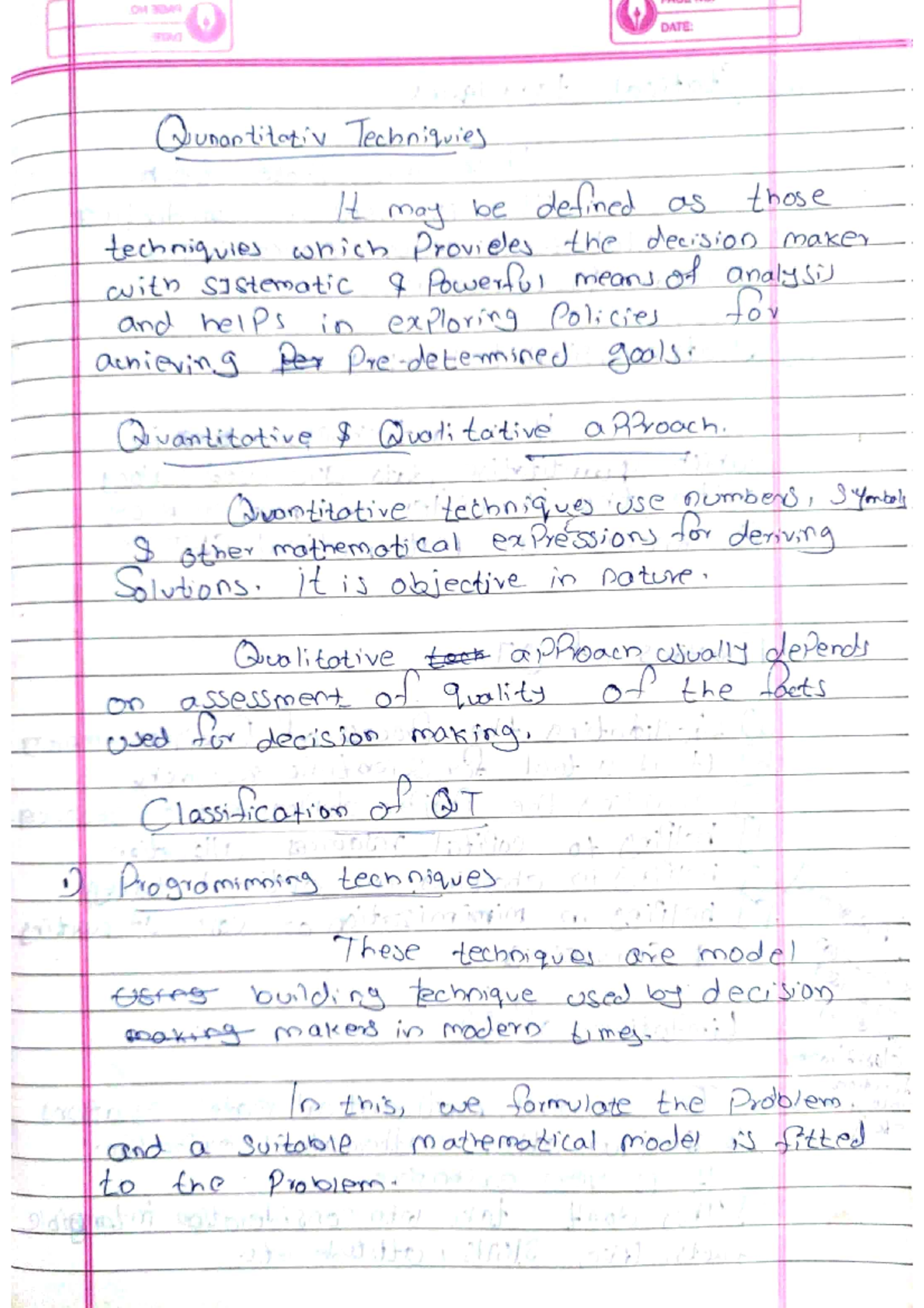 Quantitative Techniques - Studocu