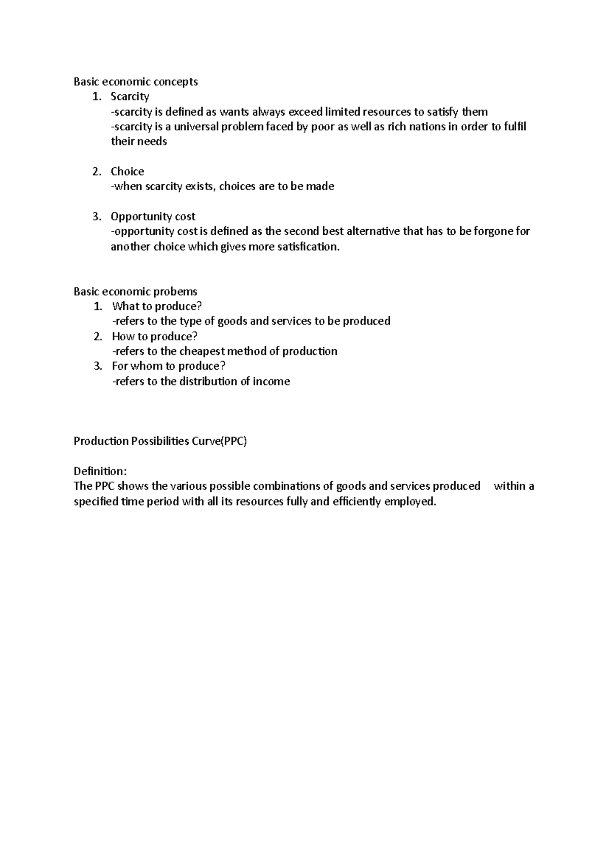 Basic economic concepts - Scarcity -scarcity is deined as wants always ...