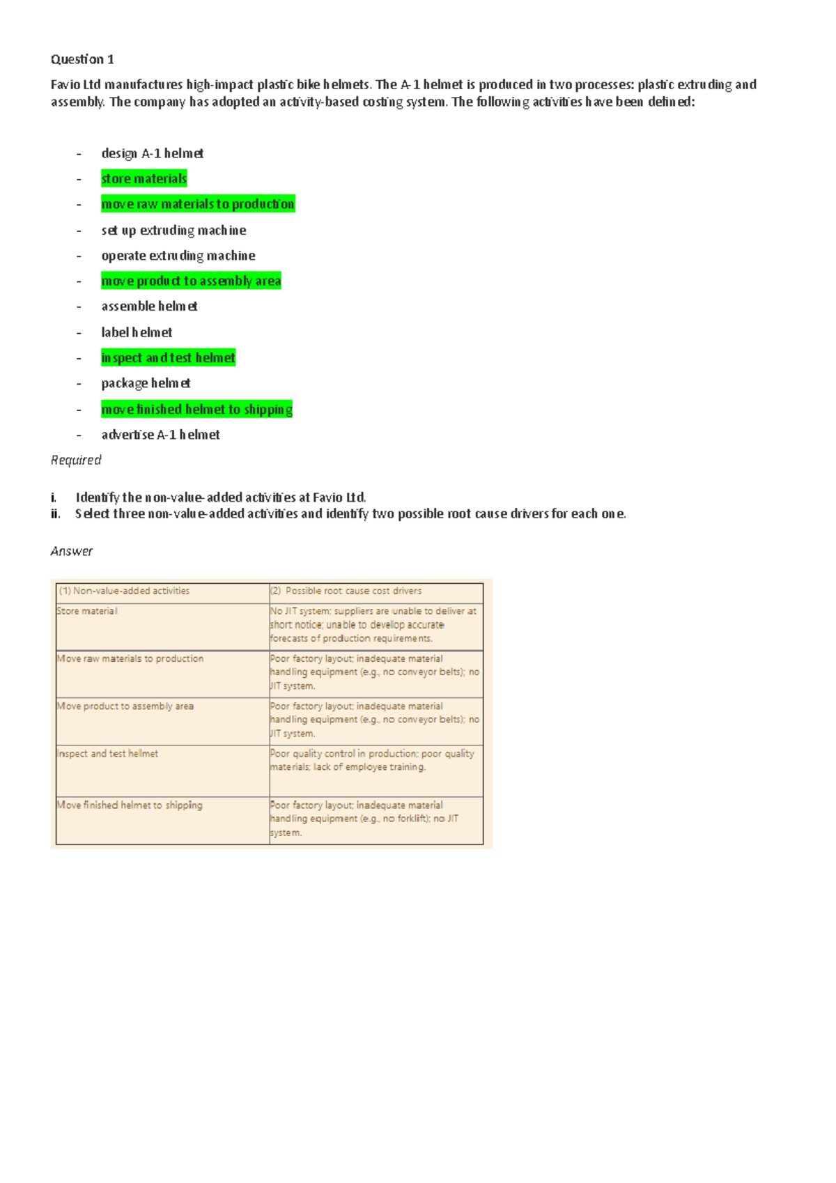 Topic 1 Week 2 Pre Tutorial Homework - Question 1 Favio Ltd ...