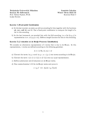 Lambda calculus submission - Assignment 1 Names December 5, 2022 1 Exercise 1 Rewrite the ...