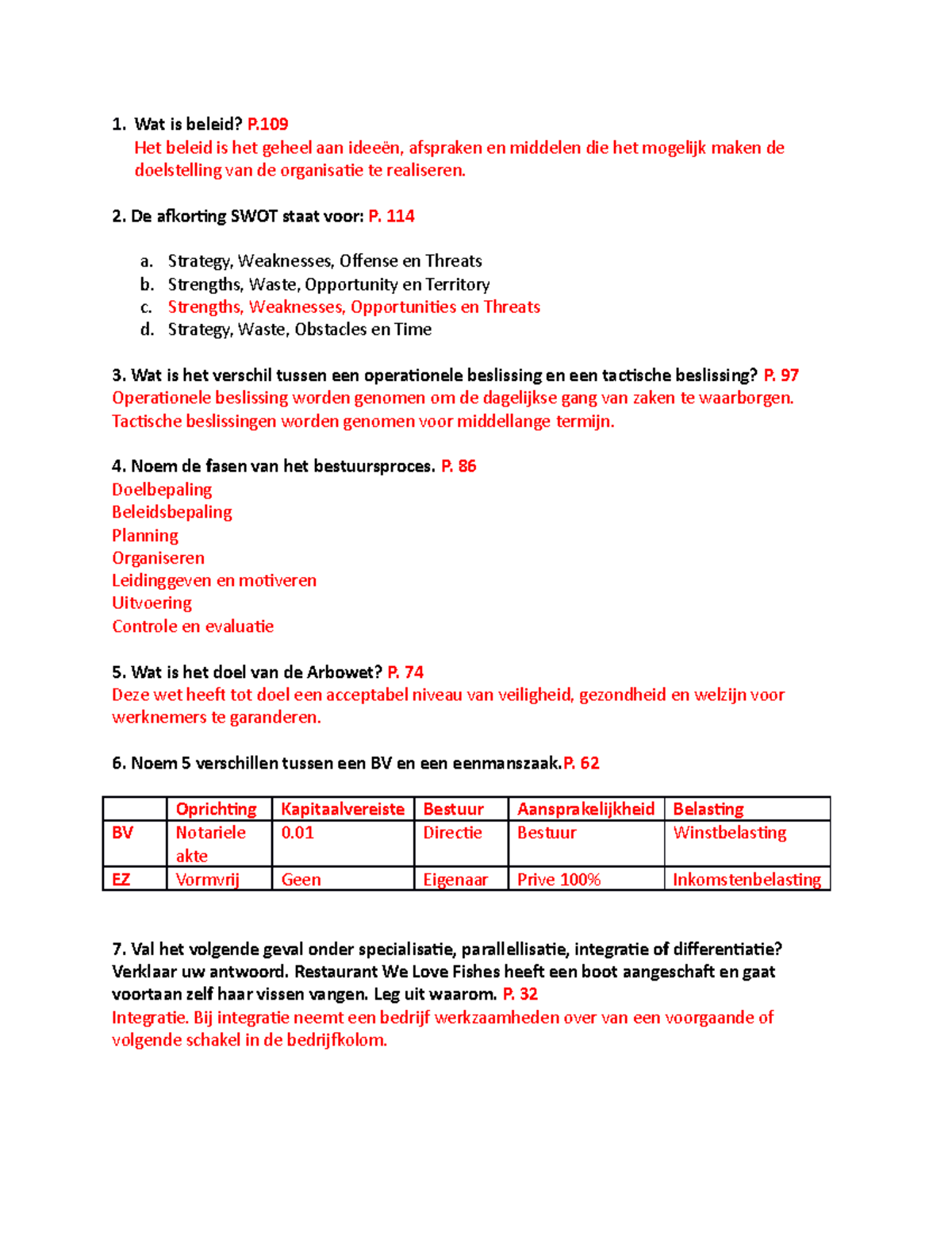 Oefentest 1 - Oefentoets hoofdstuk 1 t/m 10 - Wat is beleid? P. Het ...