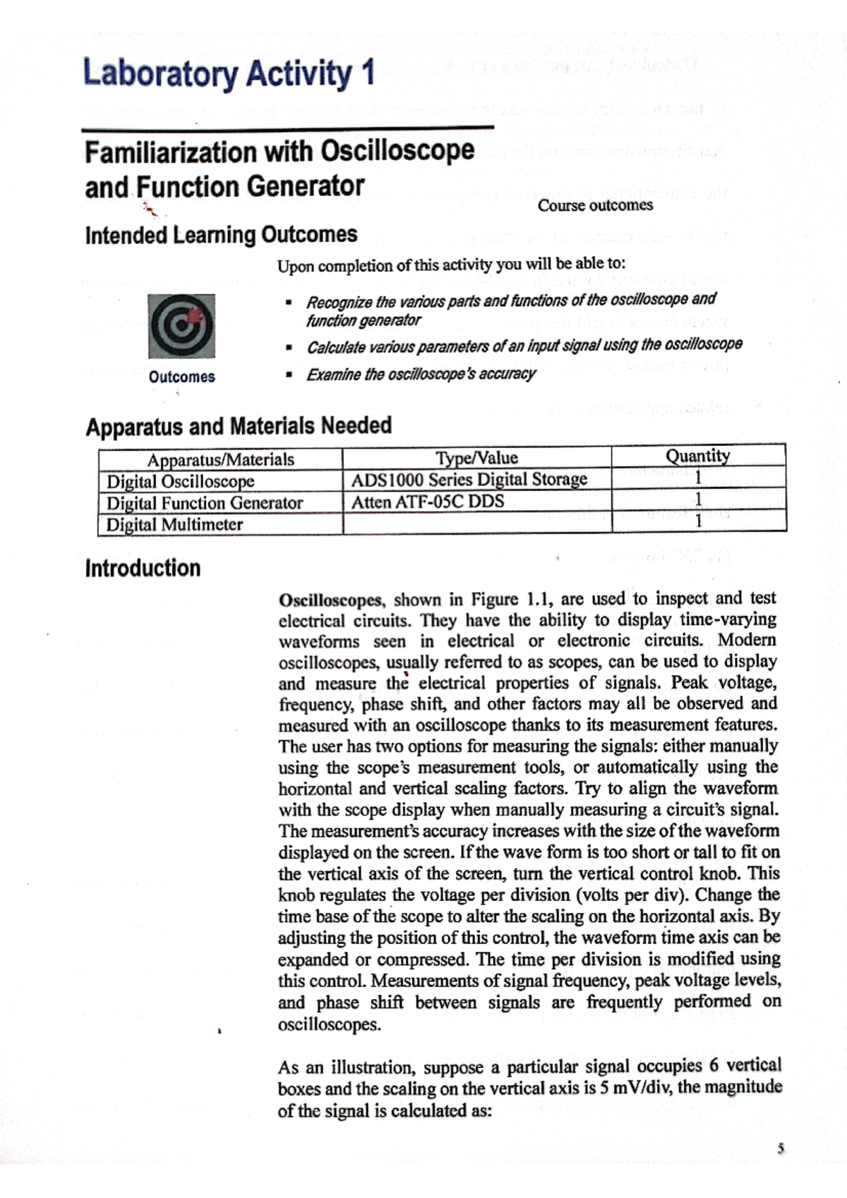 Lab-Activity-1 - lab - Laboratory Activity 1 Familiarization with Oscilloscope and Function ...