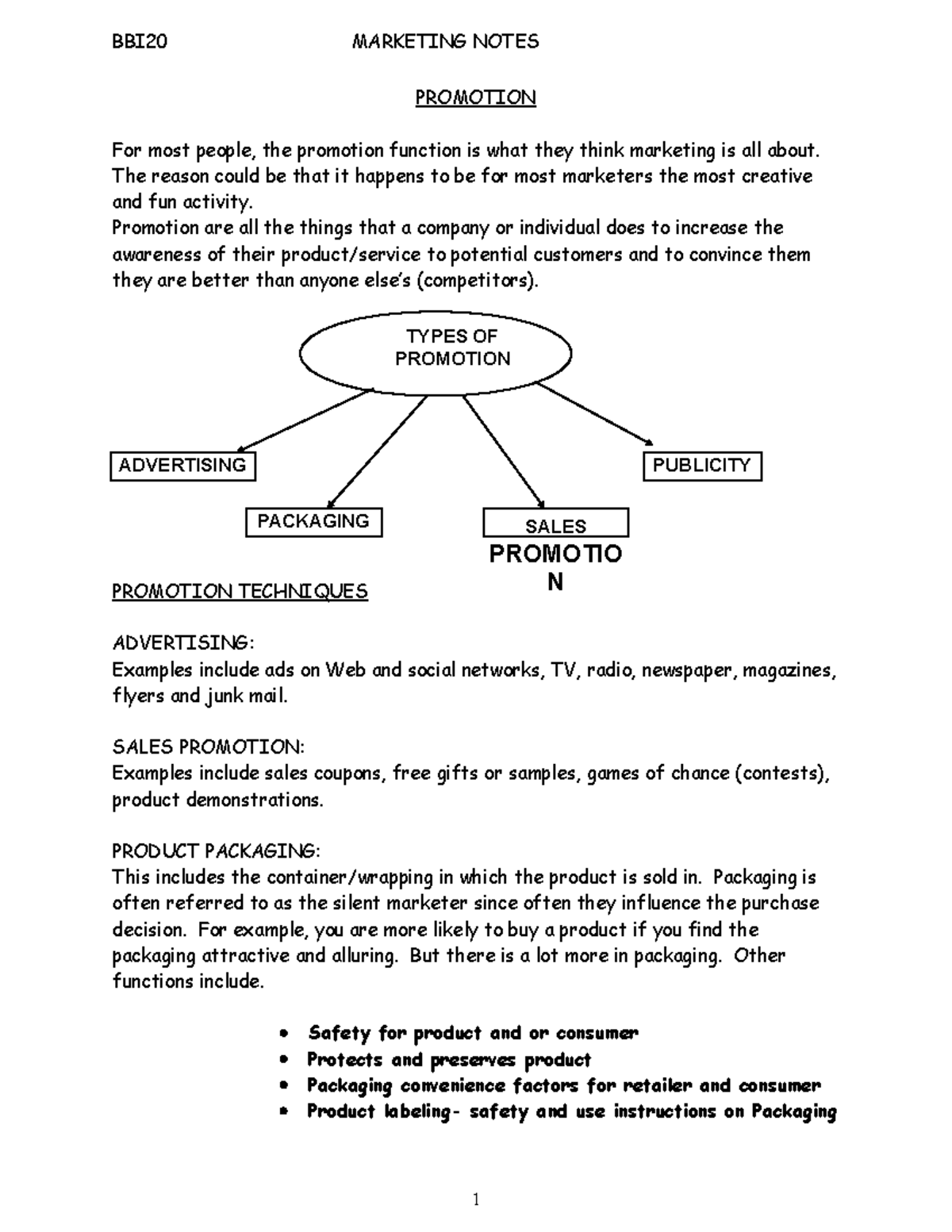 26 Marketing - Promotion - BBI20 MARKETING NOTES PROMOTION For most ...