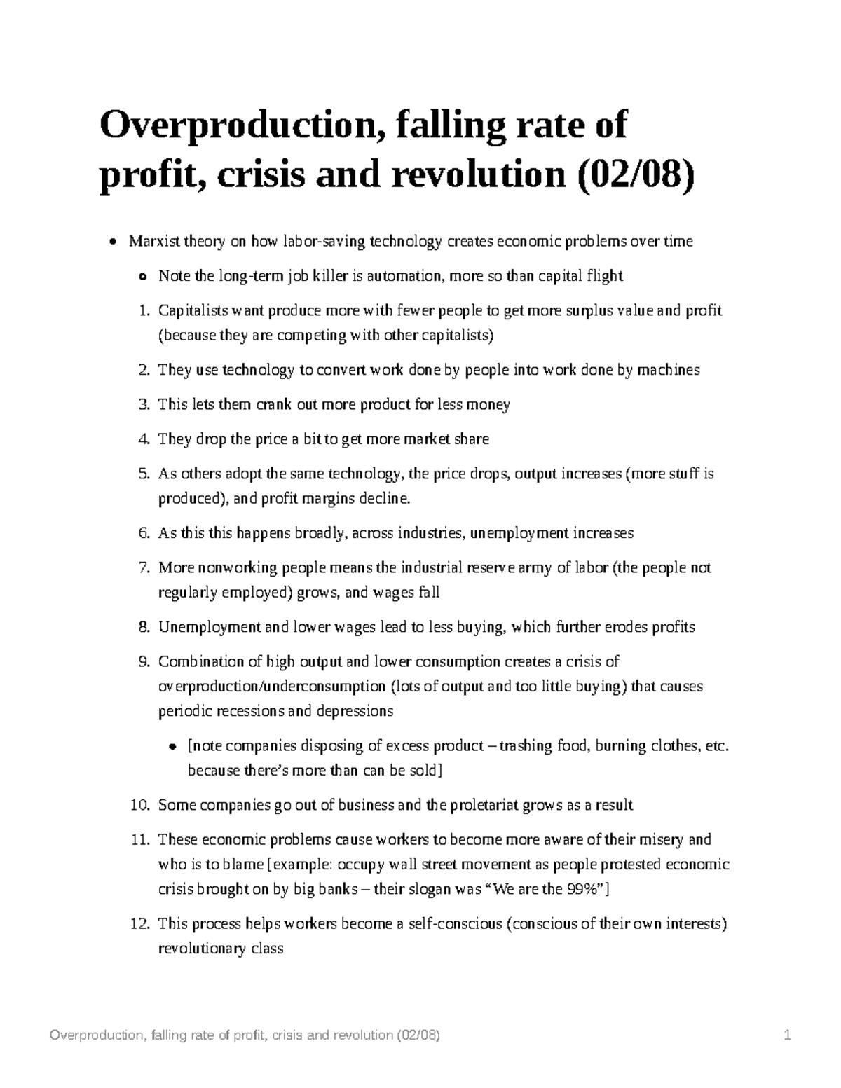 Overproduction falling rate of profit crisis and revolution - As this ...