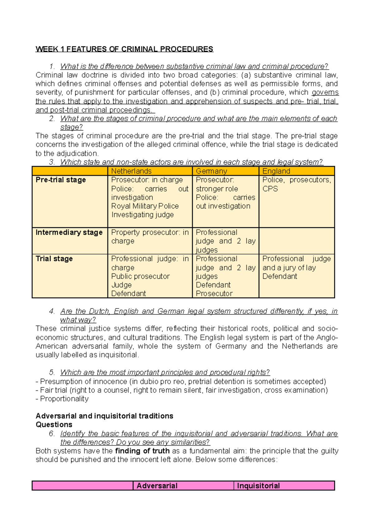 Tutorials concepts of criminal procedure - WEEK 1 FEATURES OF CRIMINAL ...