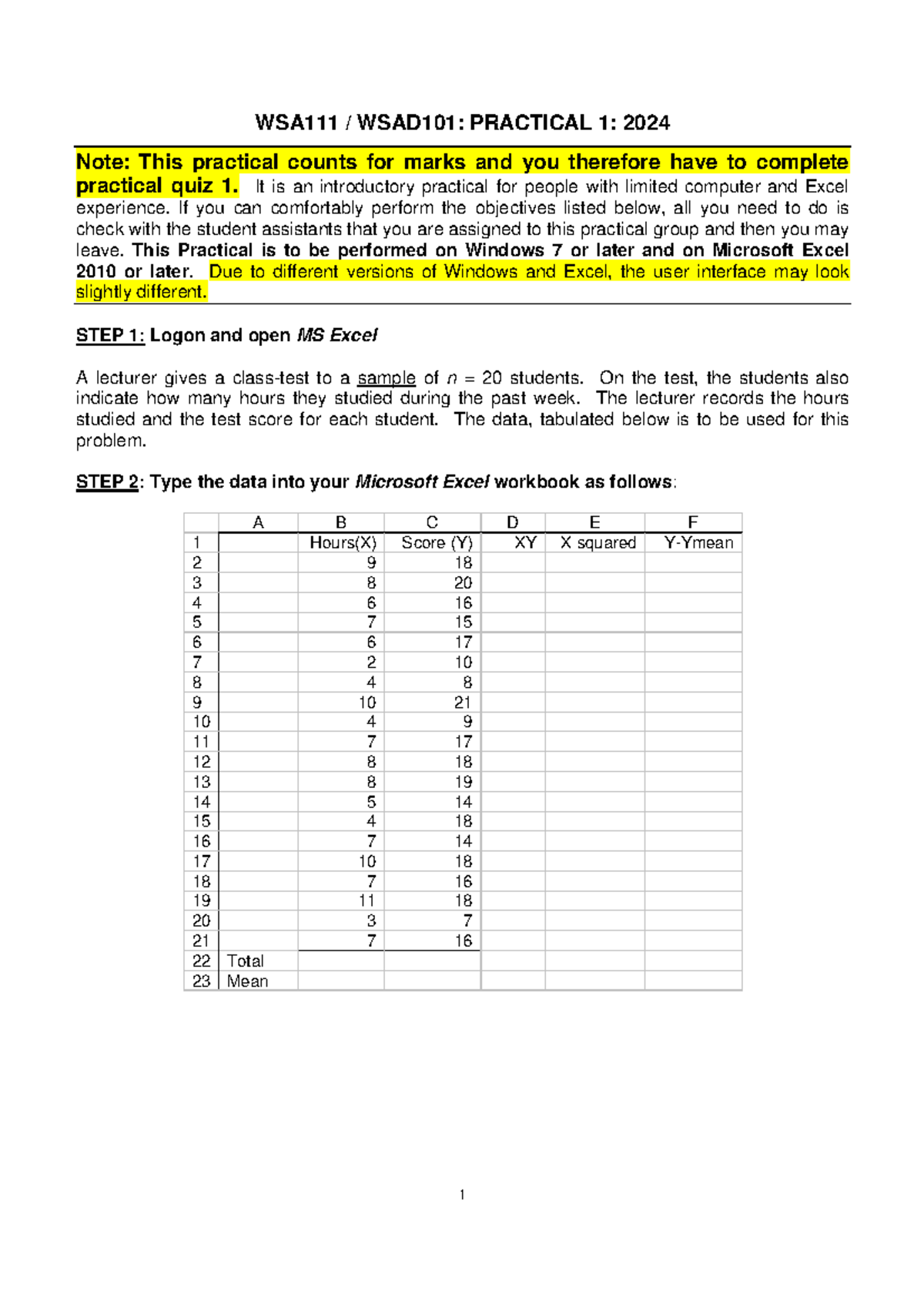 WSA111 WSAD101 Practical 1 2024 - 1 WSA111 / WSAD101: PRACTICAL 1 : 202 ...