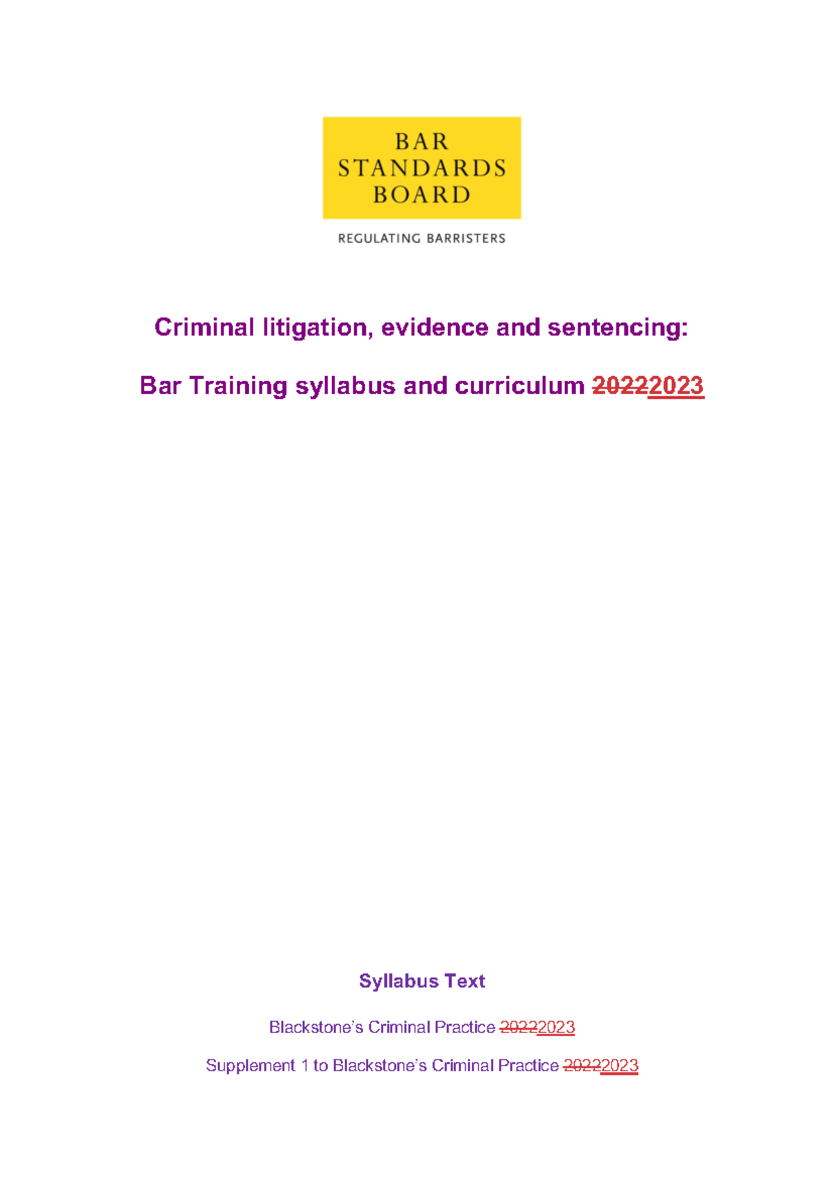 Bar Training Criminal Litigation Syllabus 2023 Blackstones 2023 ...